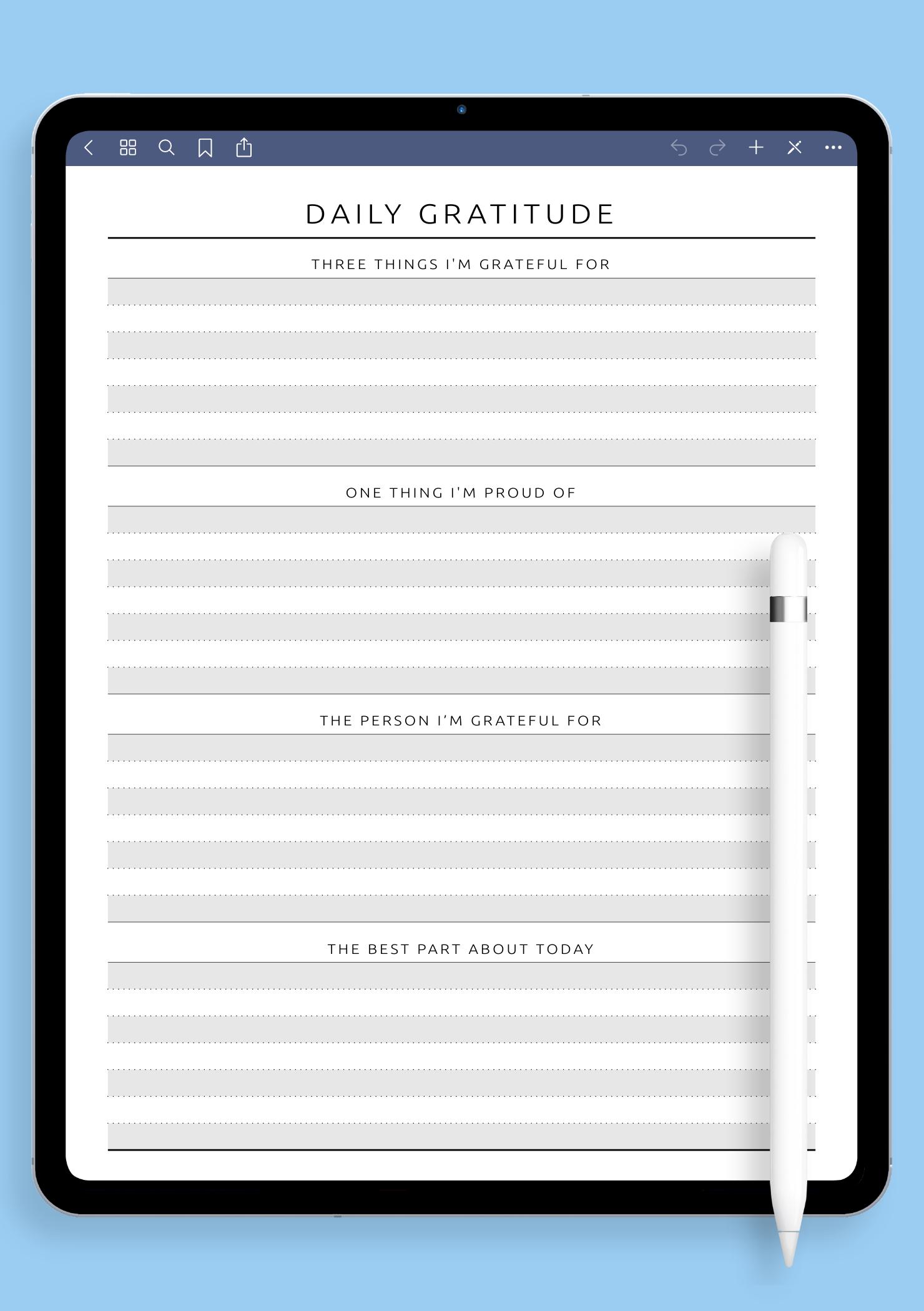 Download Printable Daily Gratitude Template PDF