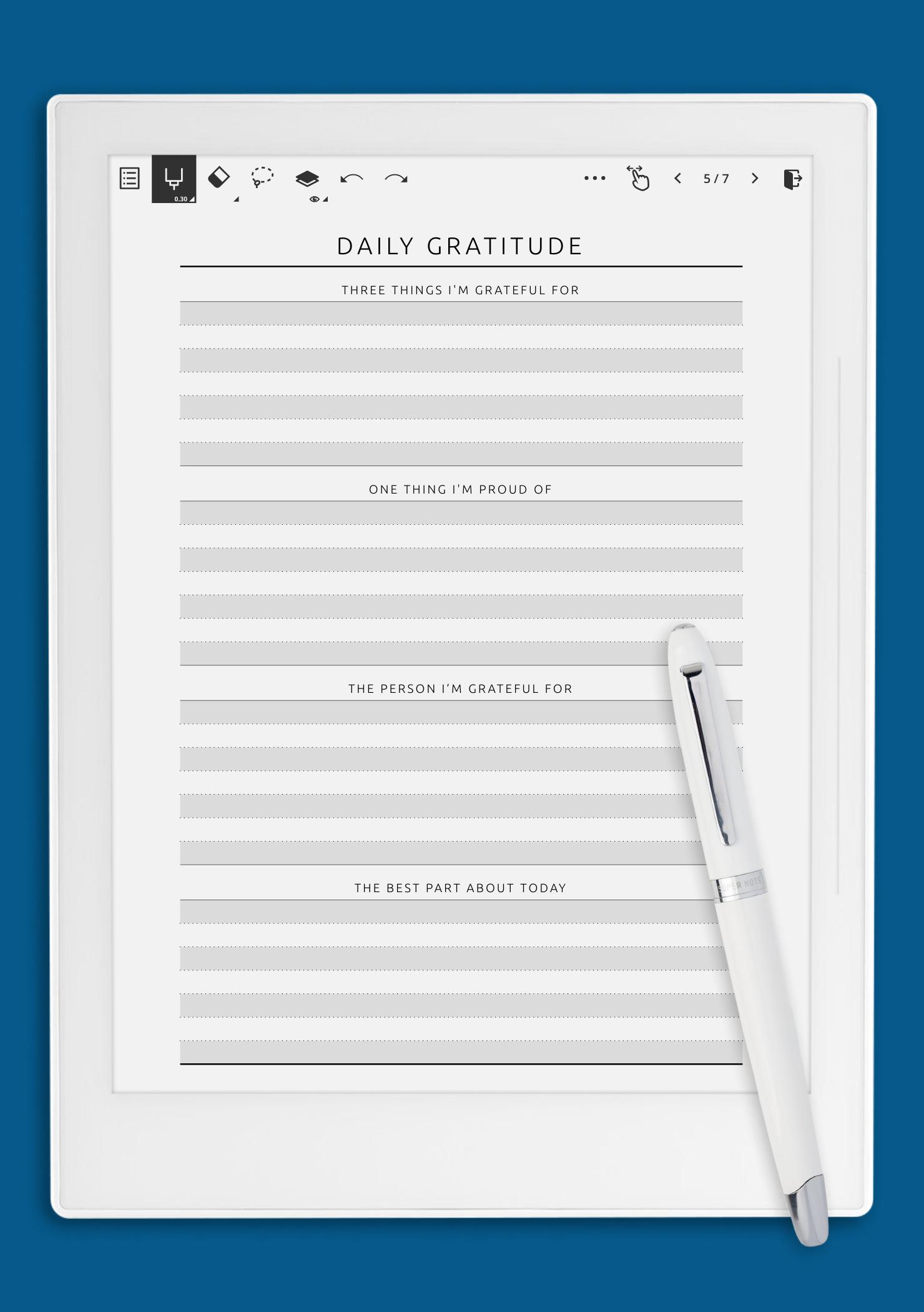 Download Printable Daily Gratitude Template PDF