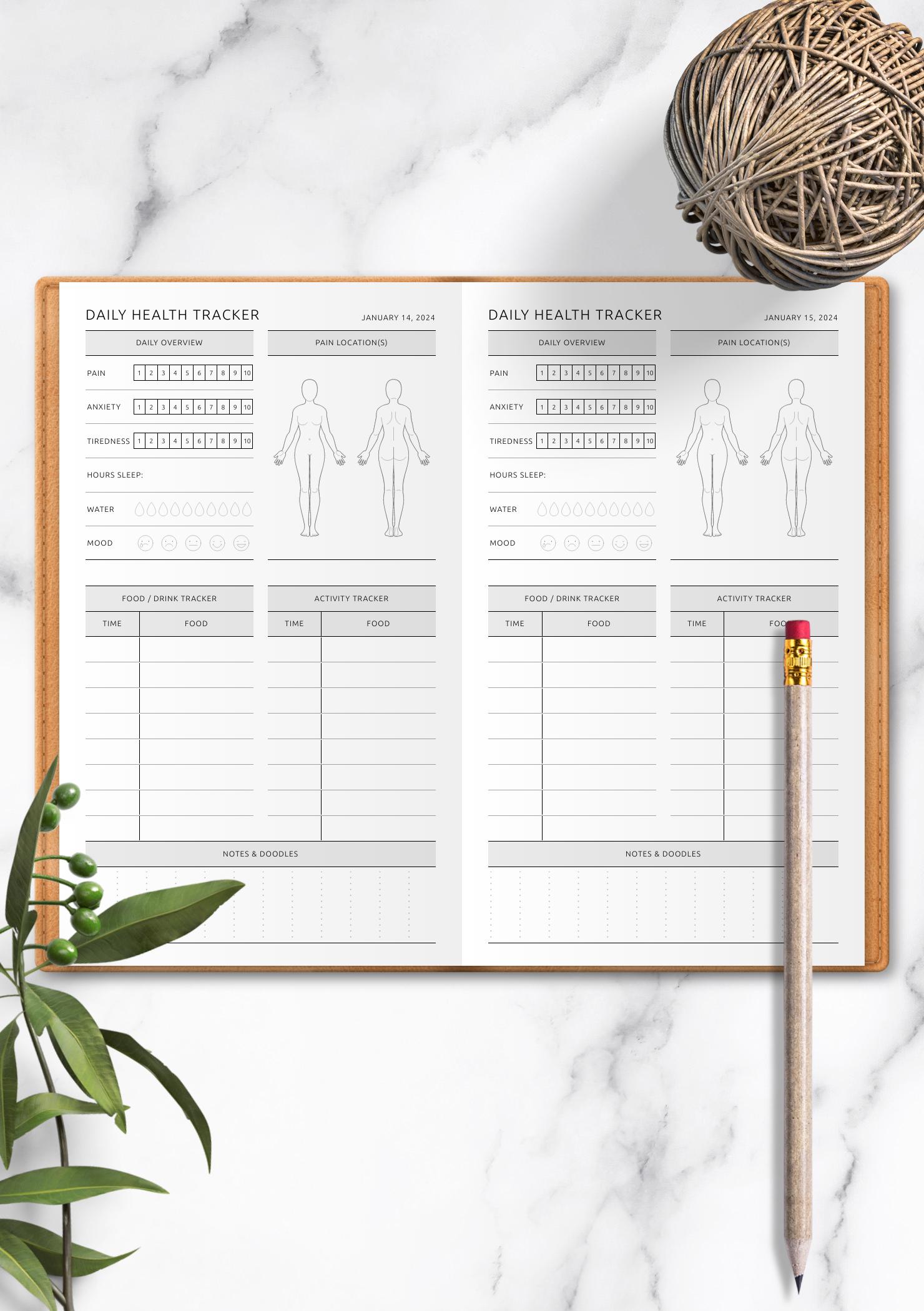 Download Printable Daily Health Tracker - Female PDF Download Printable Daily Health Tracker - Female PDF