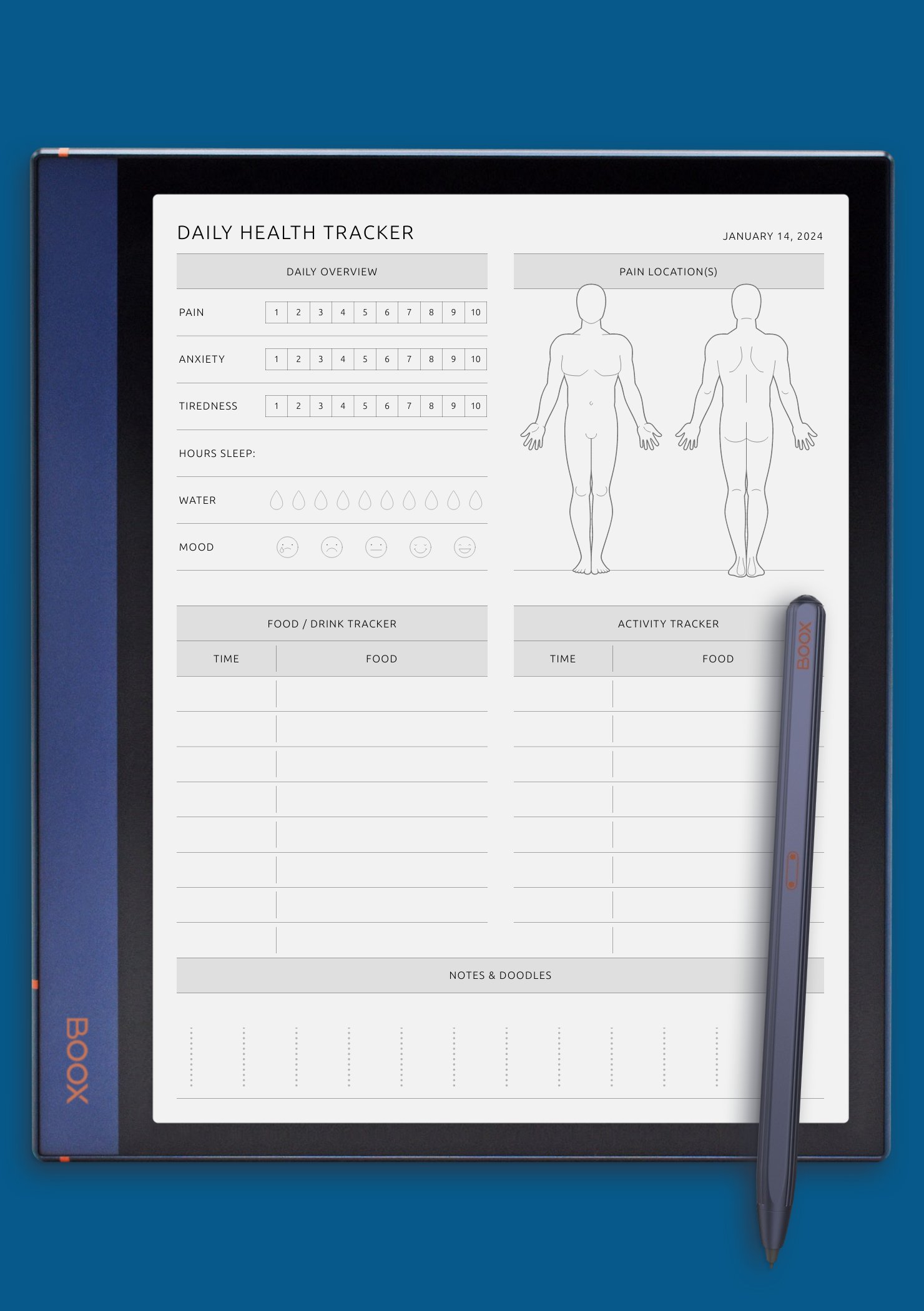 Download Printable Daily Health Tracker - Male PDF