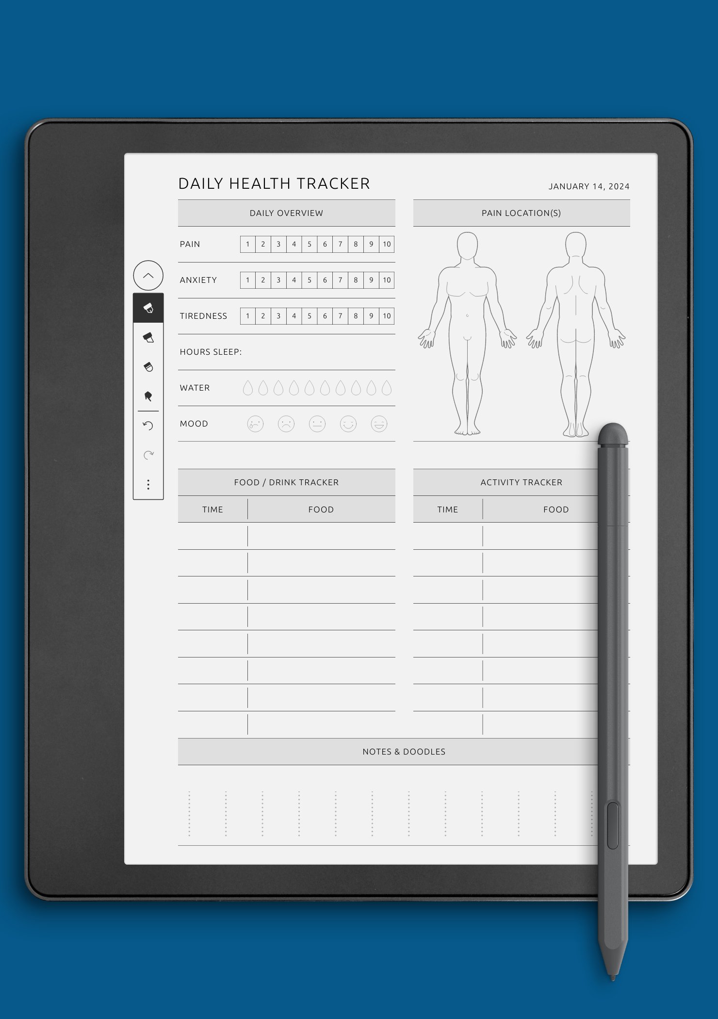 Download Printable Daily Health Tracker - Male PDF