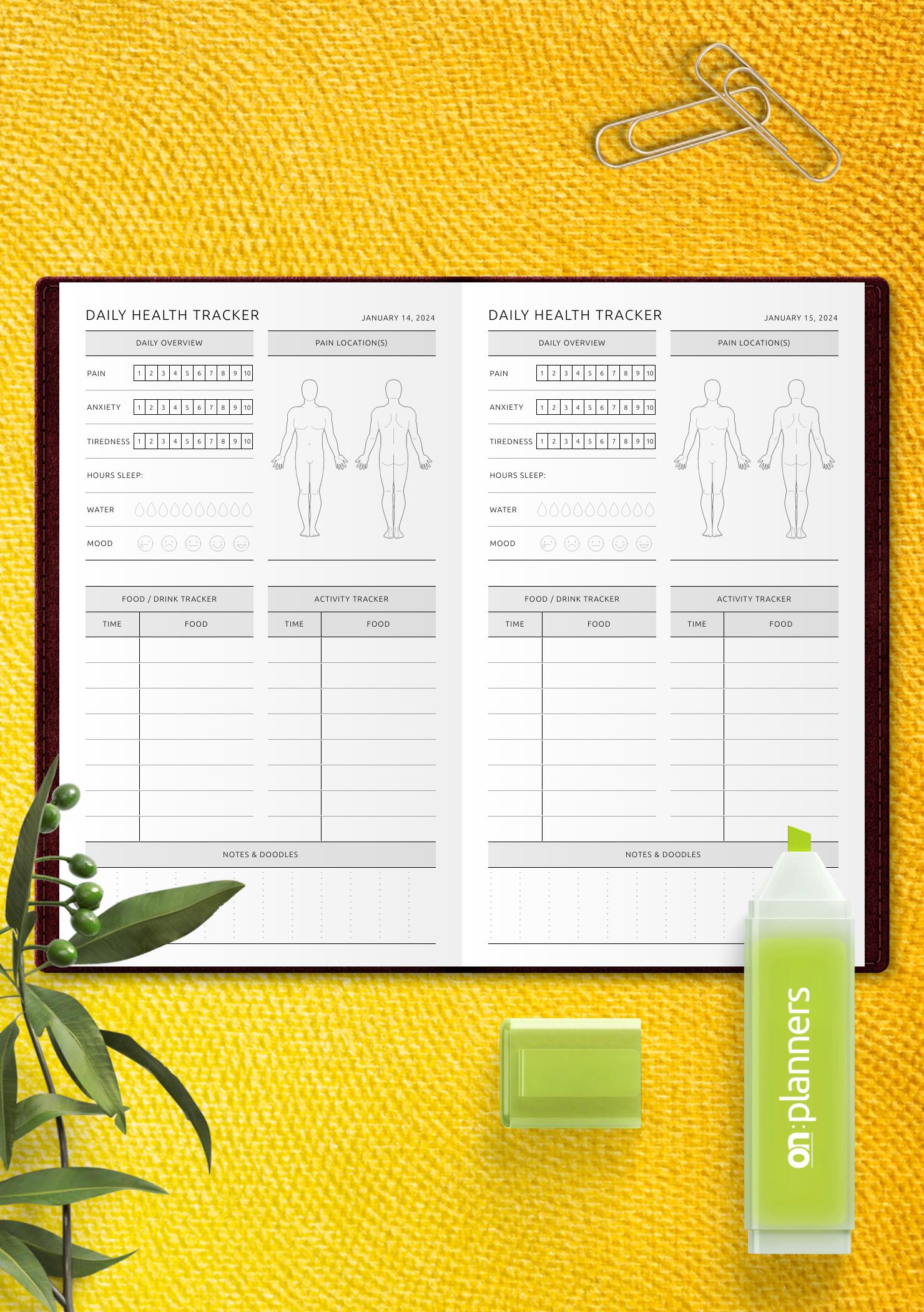 Download Printable Daily Health Tracker - Male PDF