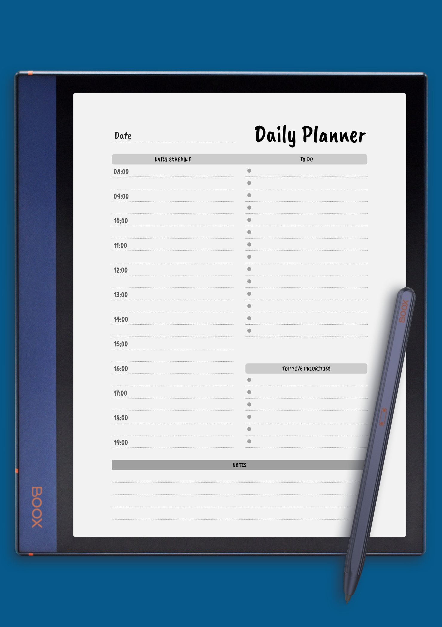 Download Printable Daily Organizer Template PDF