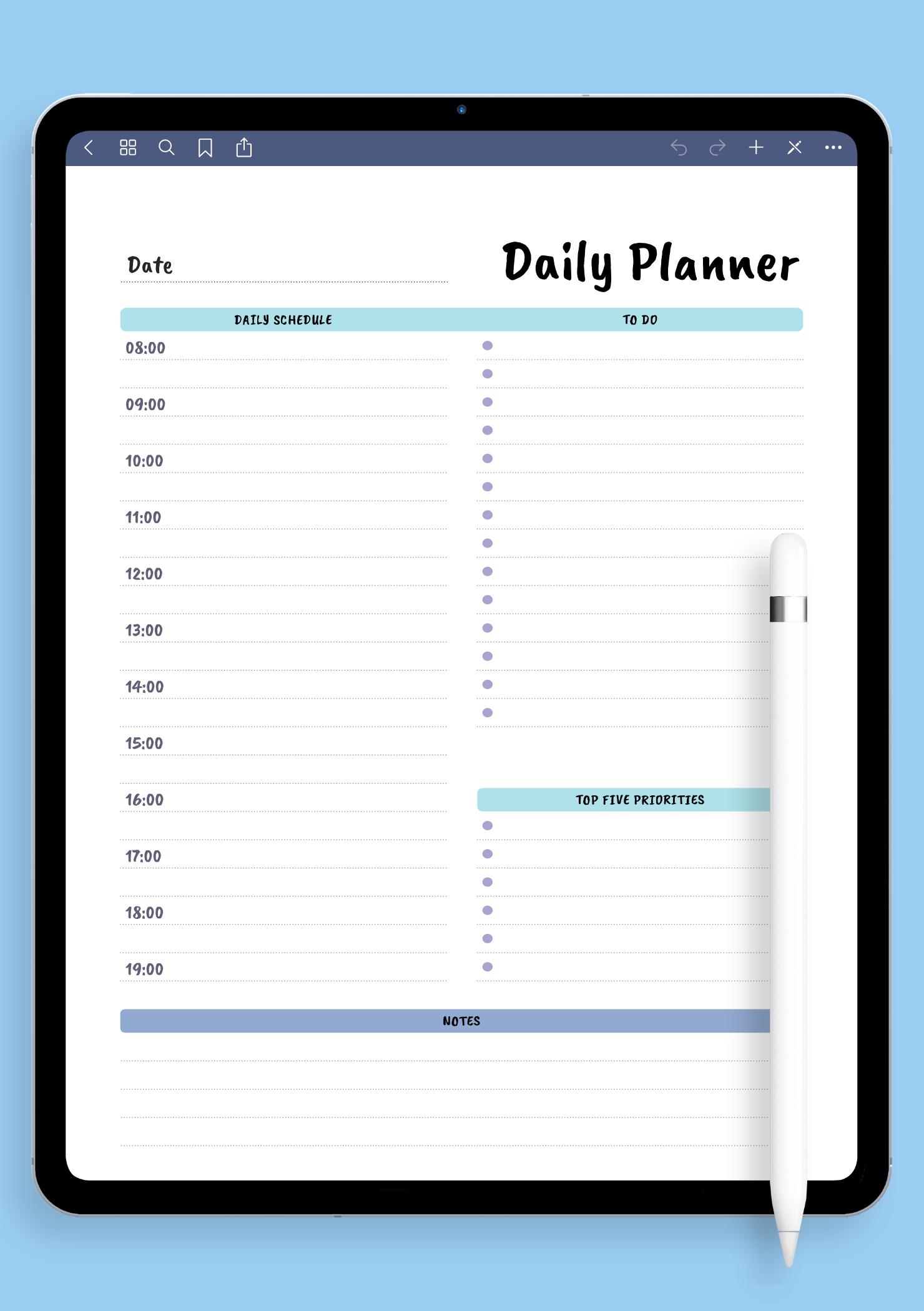 Download Printable Daily Organizer Template PDF
