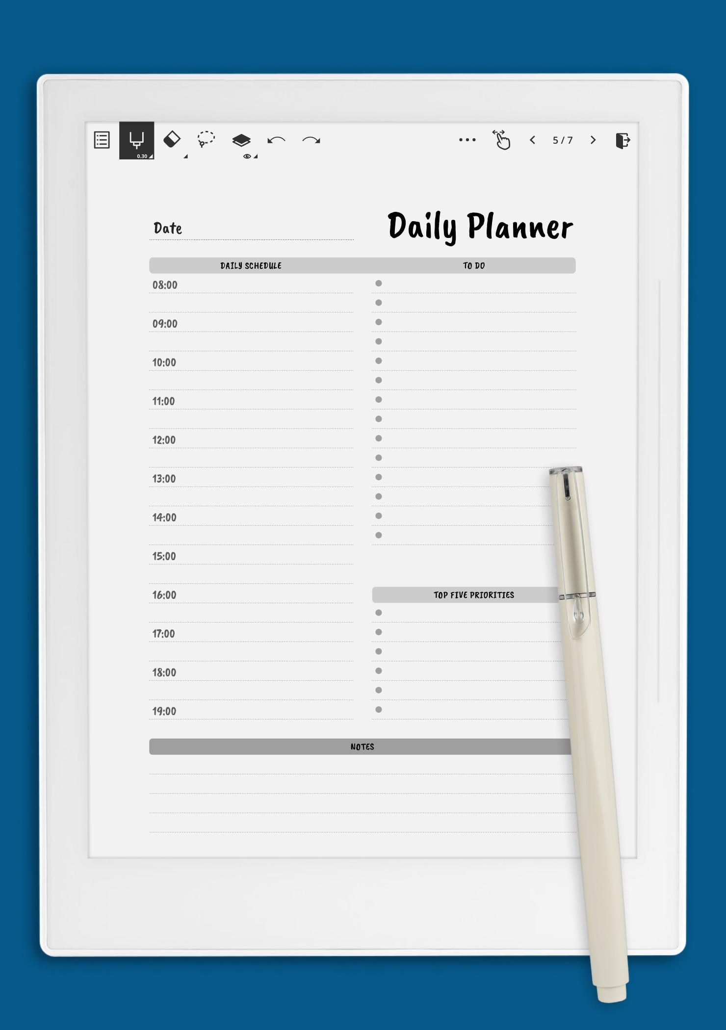 Download Printable Daily Organizer Template PDF