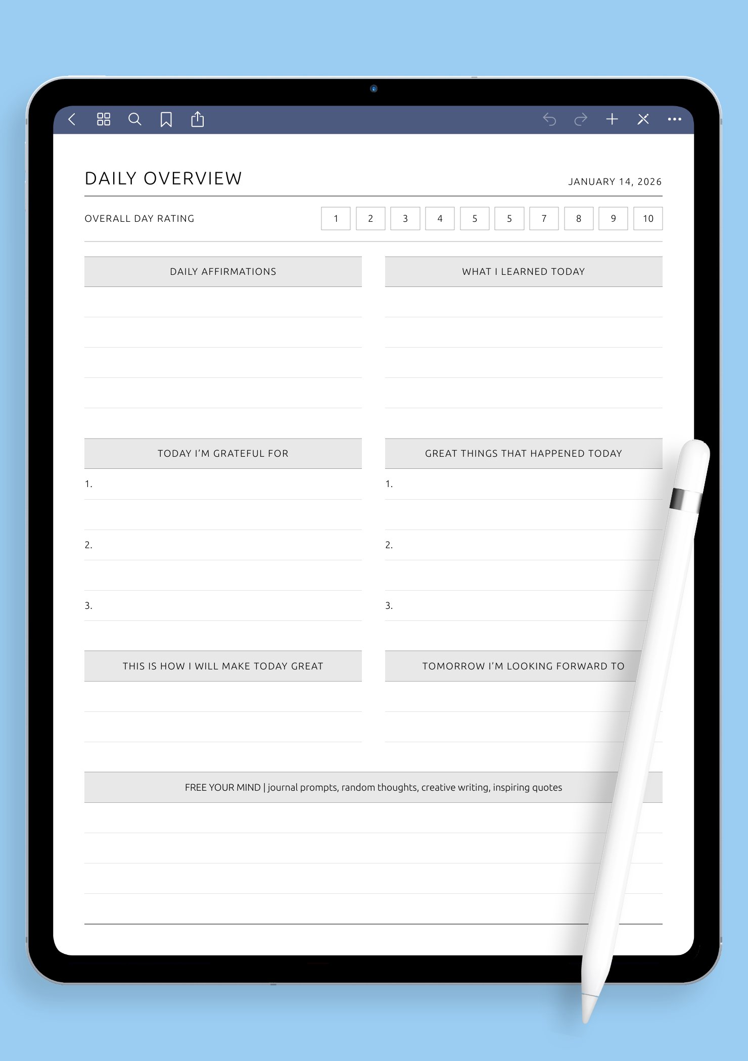 Download Daily Overview Template: Printable PDF or Digital for ...