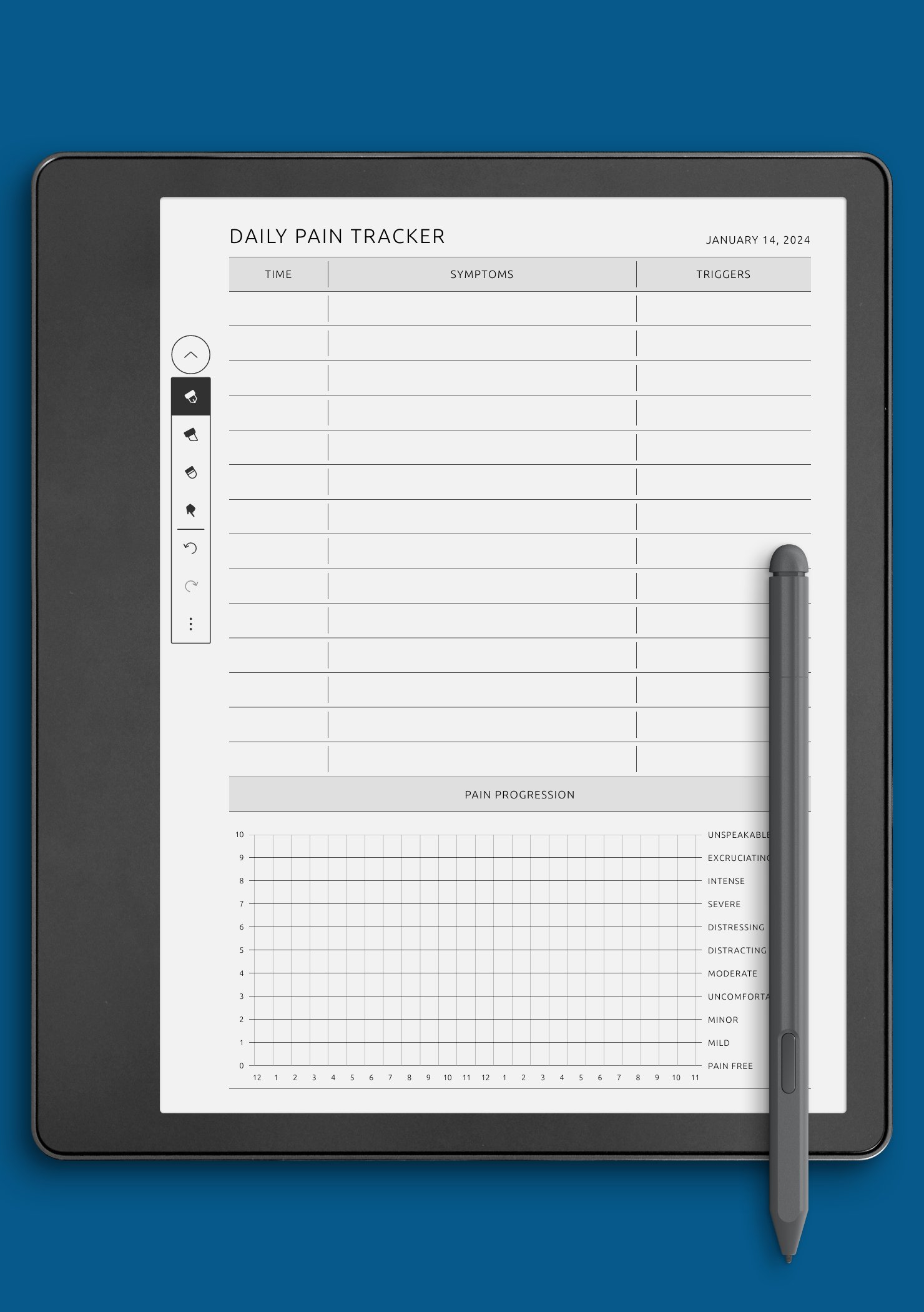 Download Printable Daily Pain Tracker Template PDF