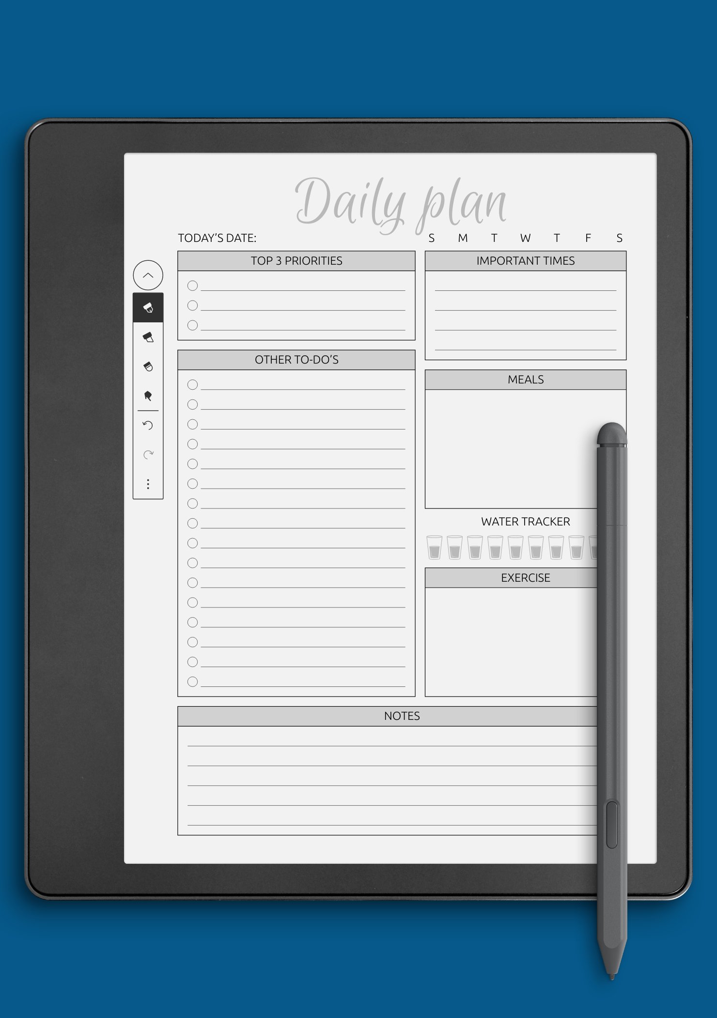 Download Printable Daily Plan with to-do list & important times PDF