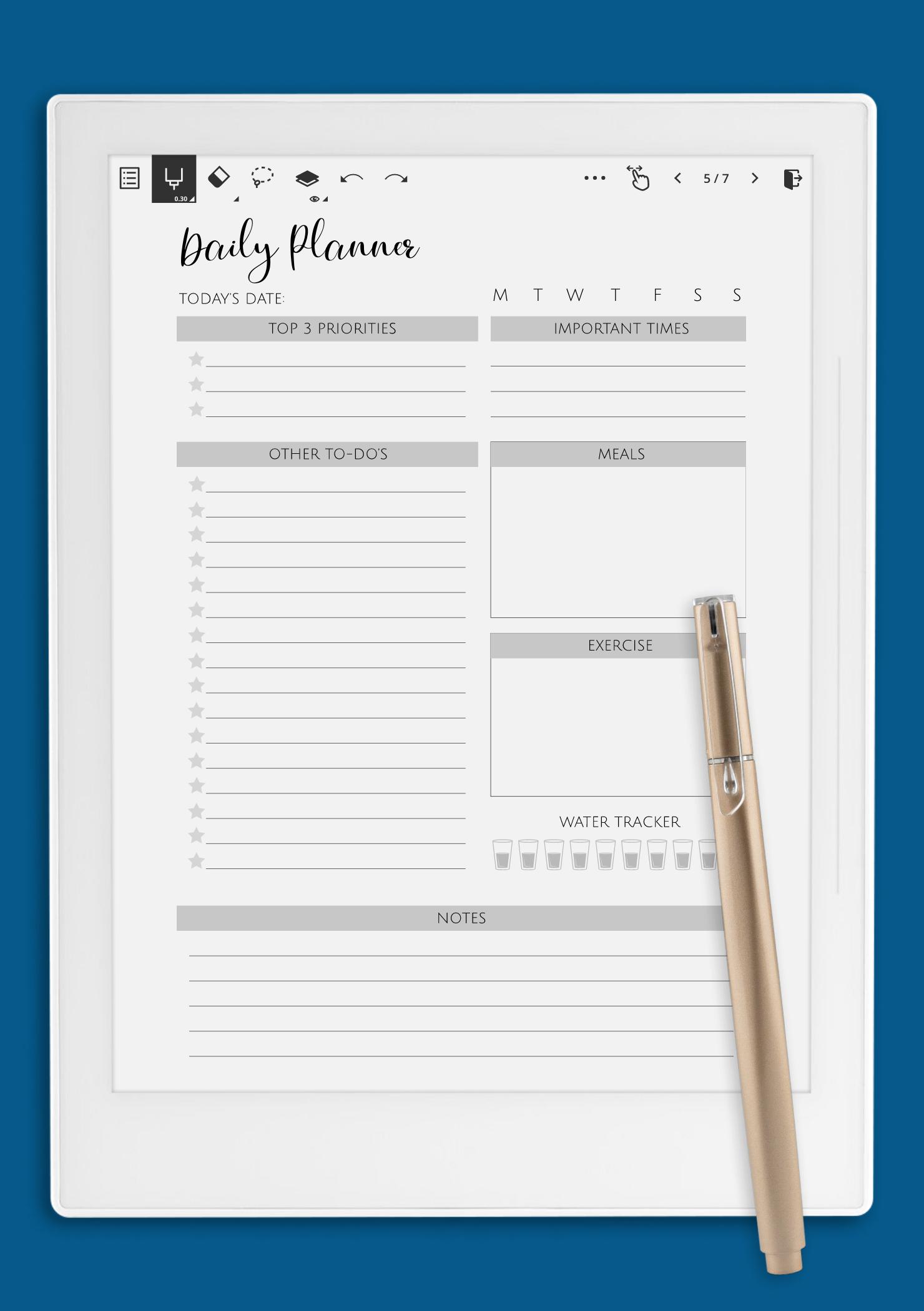 Download Printable Daily Plan Template PDF