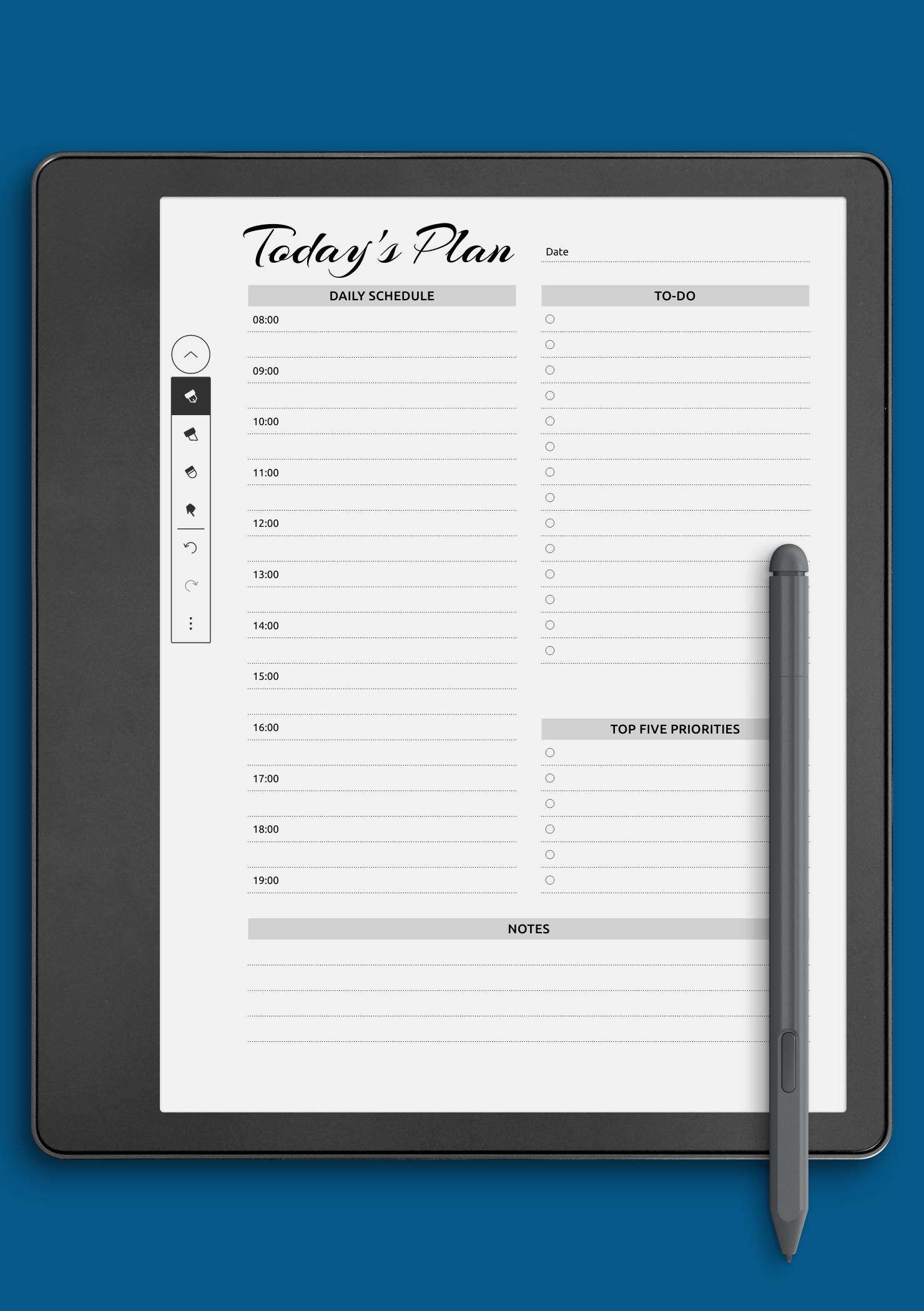 Download Printable Daily planner with hourly schedule & to-do list ...