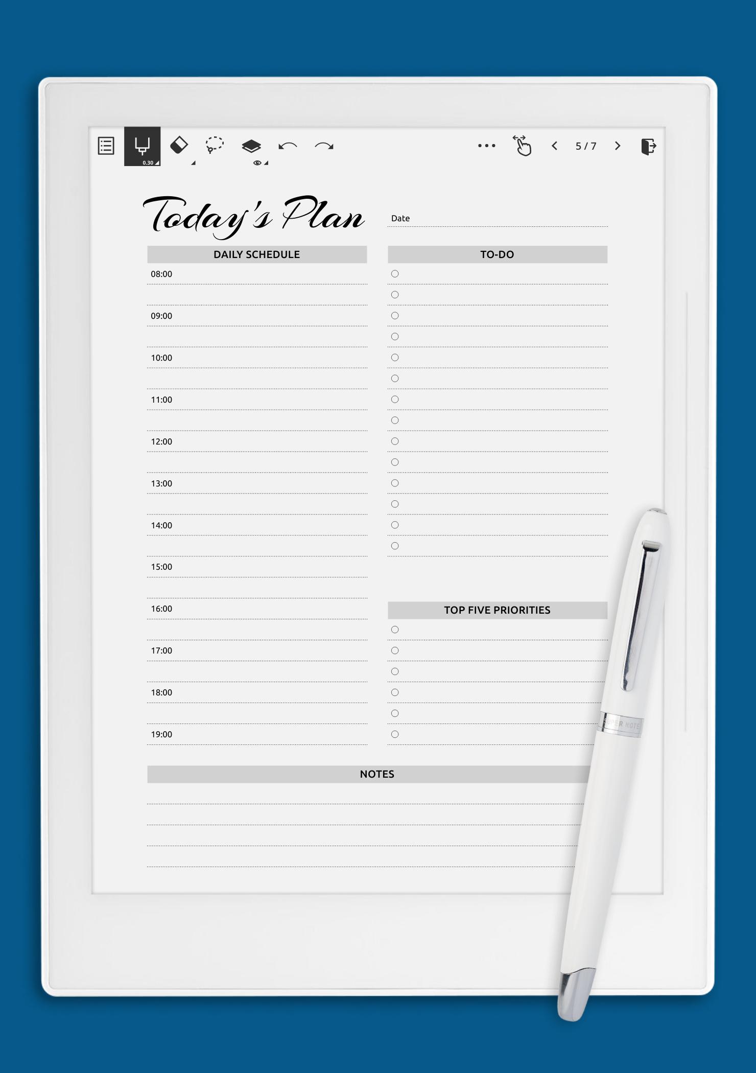 Download Printable Daily planner with hourly schedule & to-do list ...