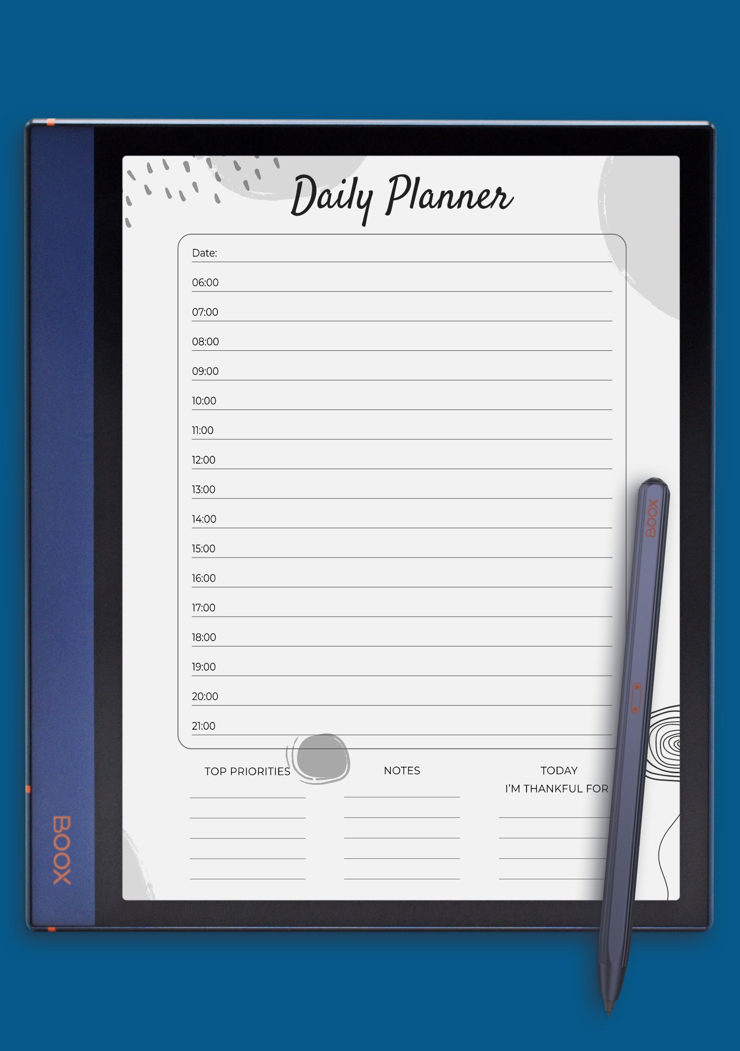 Download Printable Daily Planner with Time Slots Template PDF