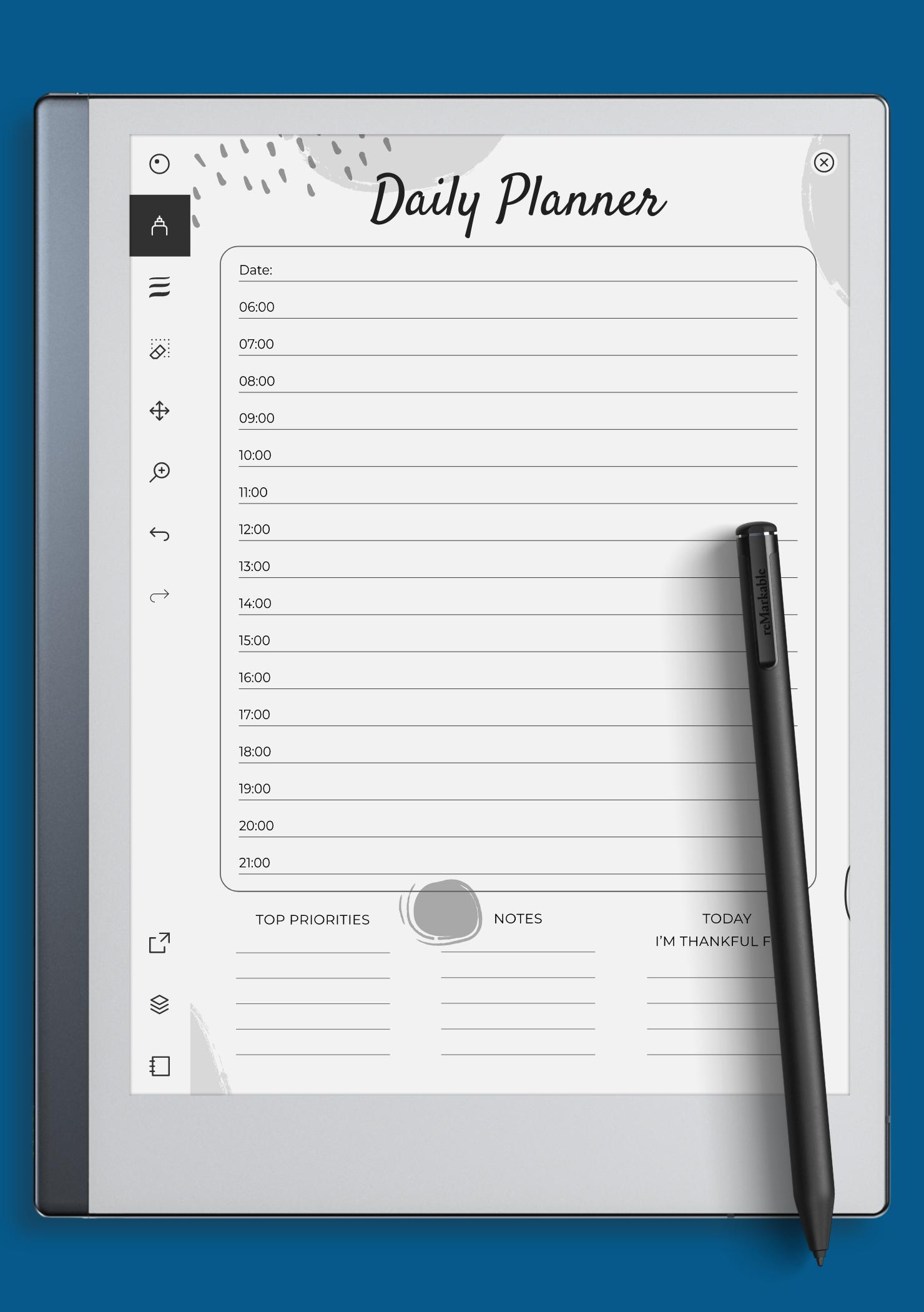 Download Printable Daily Planner with Time Slots Template PDF