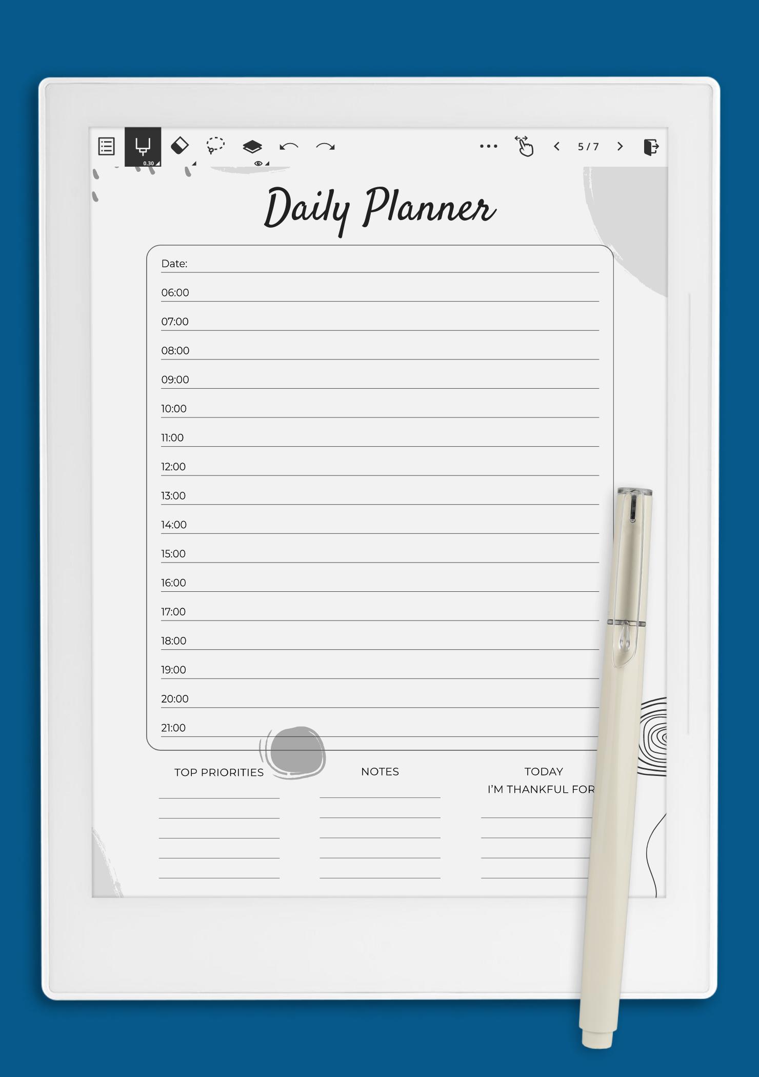 Download Printable Daily Planner with Time Slots Template PDF