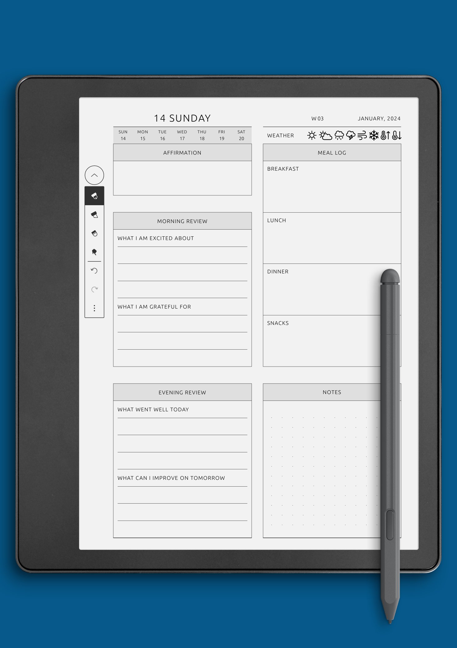 Download Daily Review Template: Printable PDF or Digital for reMarkable ...