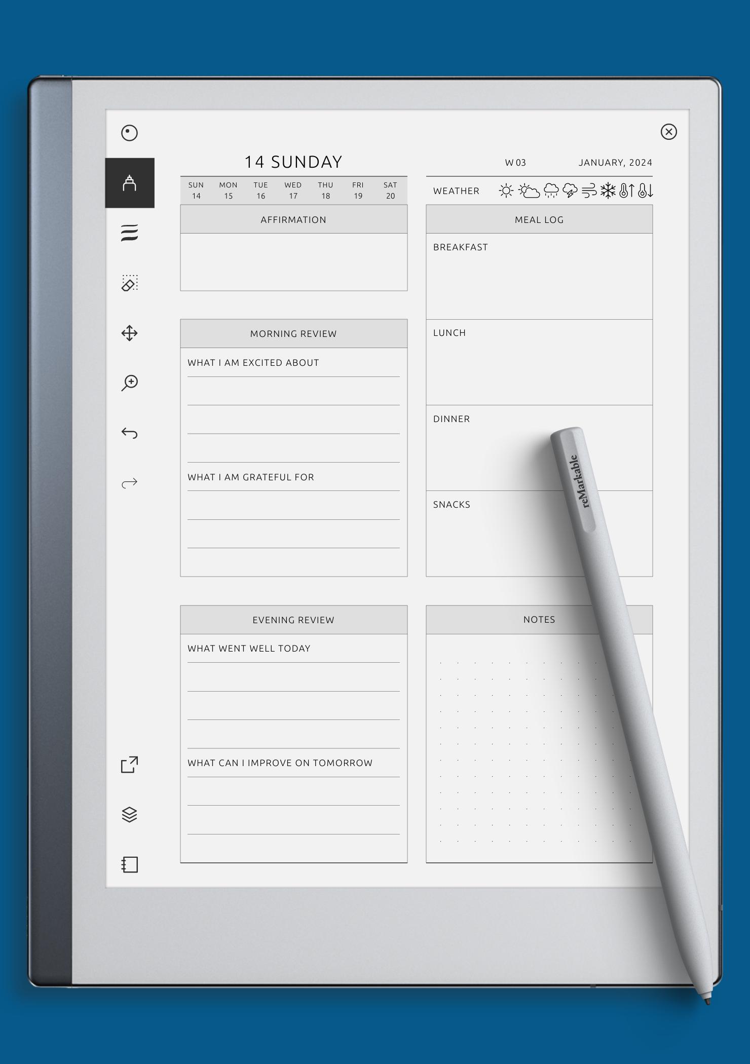 Download Daily Review Template: Printable PDF or Digital for reMarkable ...