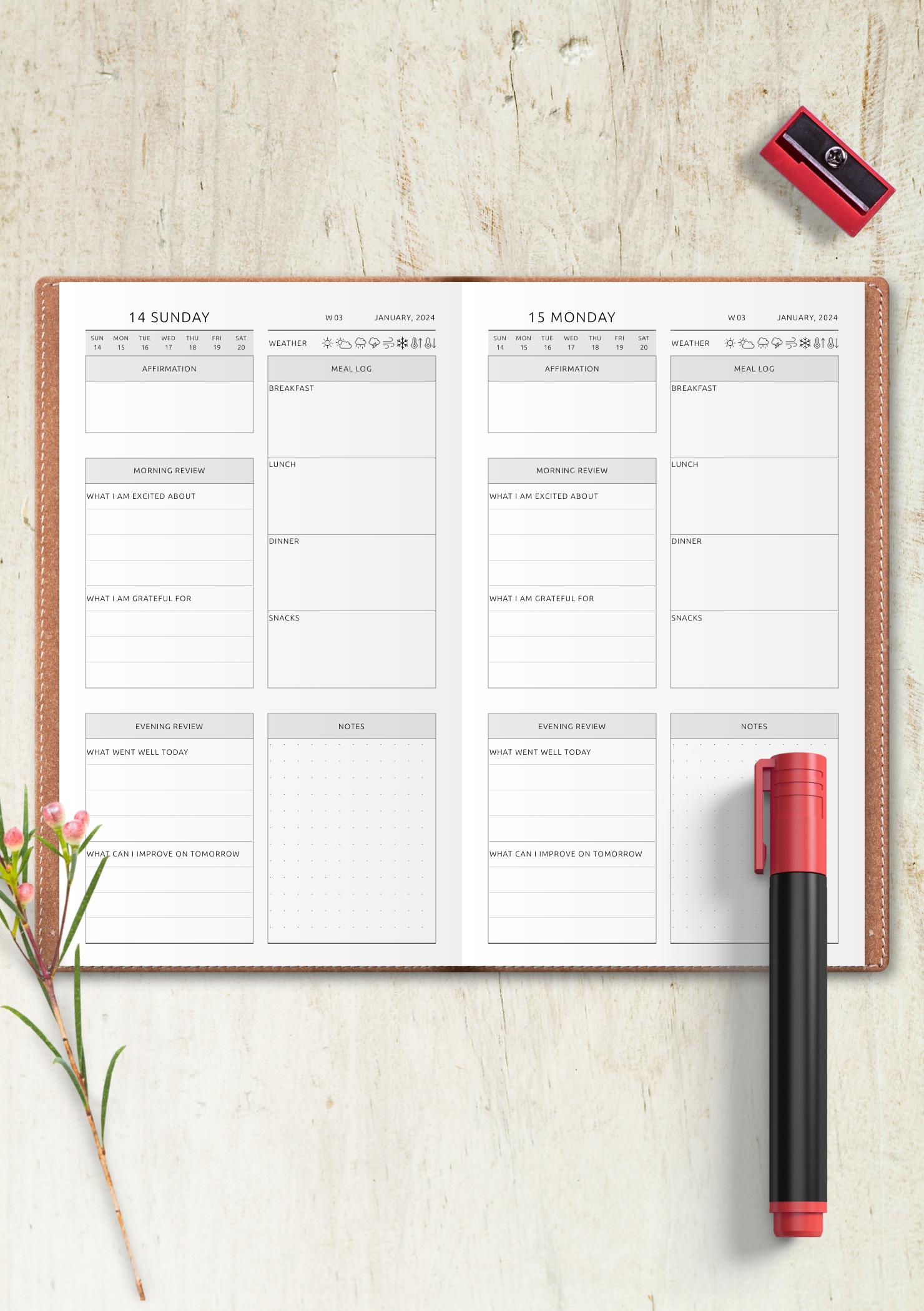 Download Daily Review Template: Printable PDF or Digital for reMarkable ...