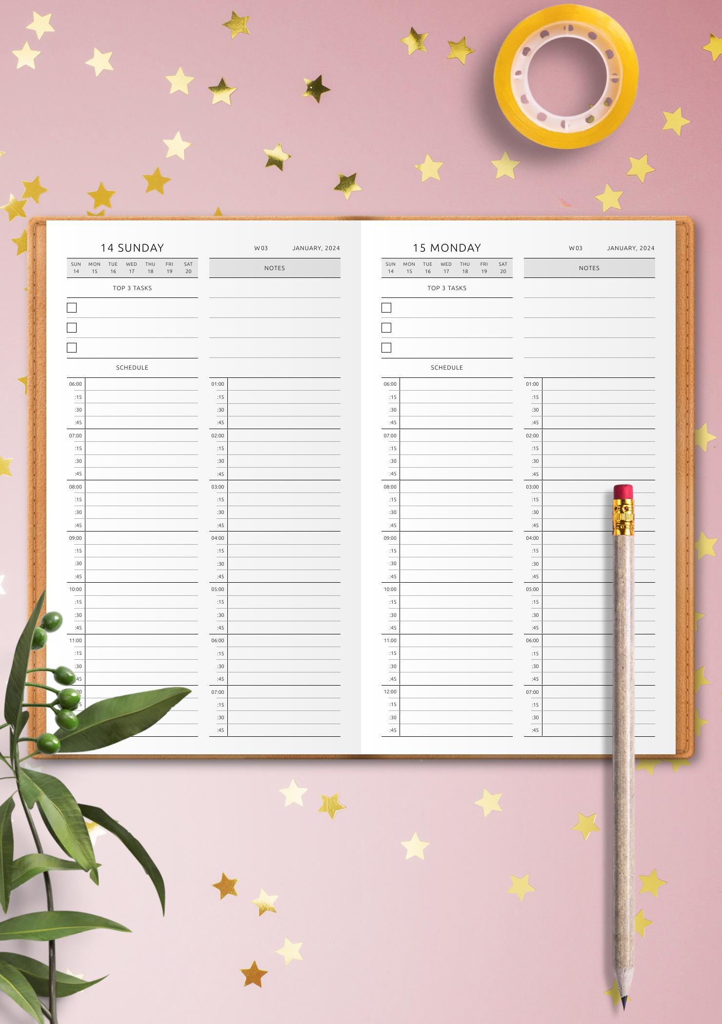 Download Printable Daily Schedule 15 Min PDF