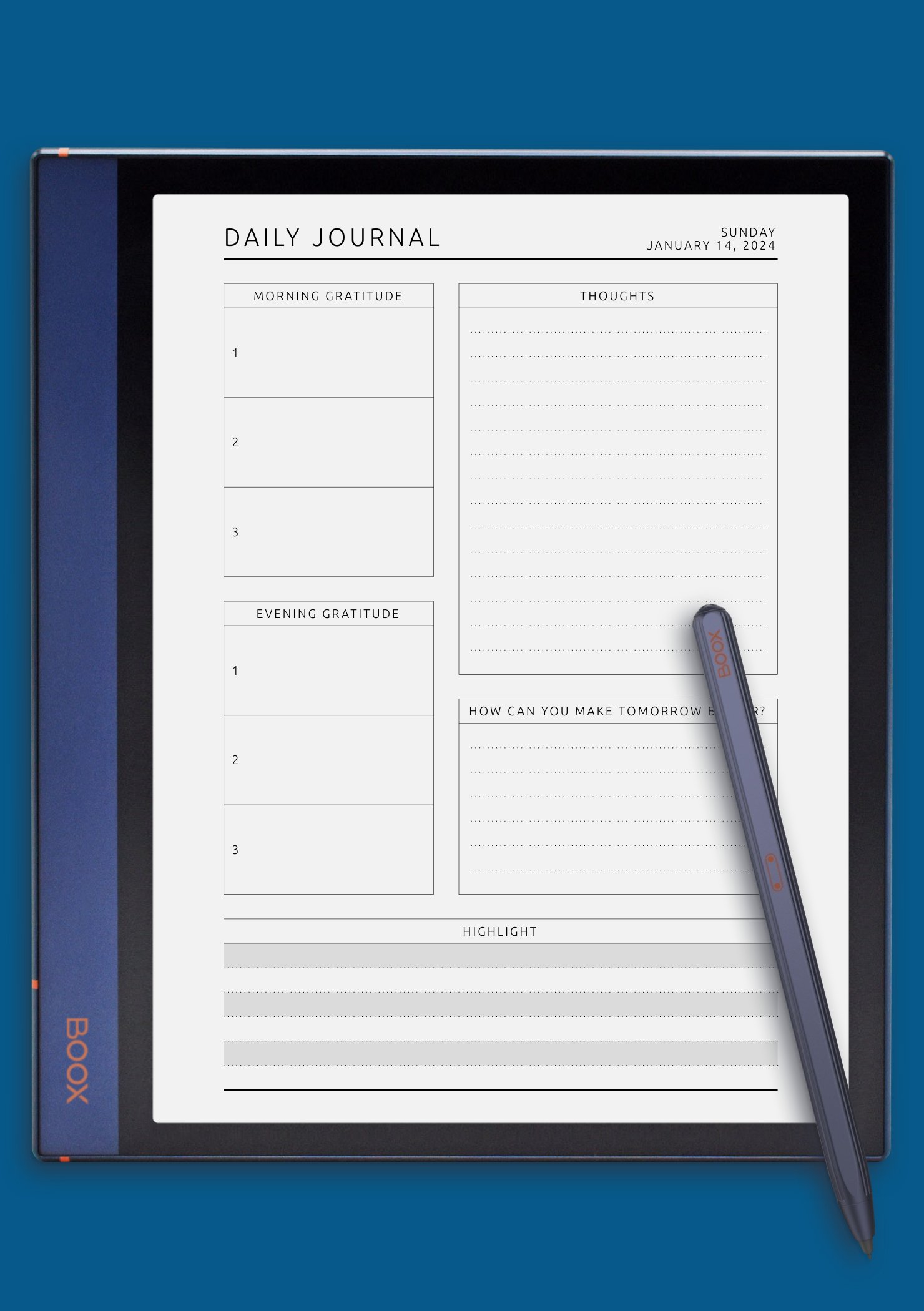 Download Printable Daily Wellness Journal Template PDF