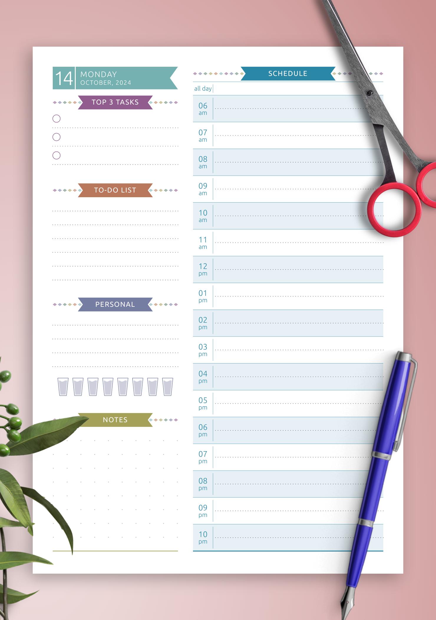 Download Printable Dated Daily Planner - Casual Style PDF