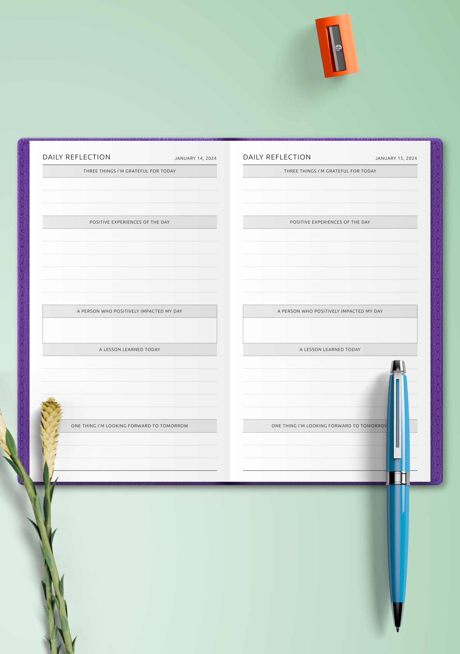 Daily Reflection Template – Printable & Digital PDF for iPad, Android ...