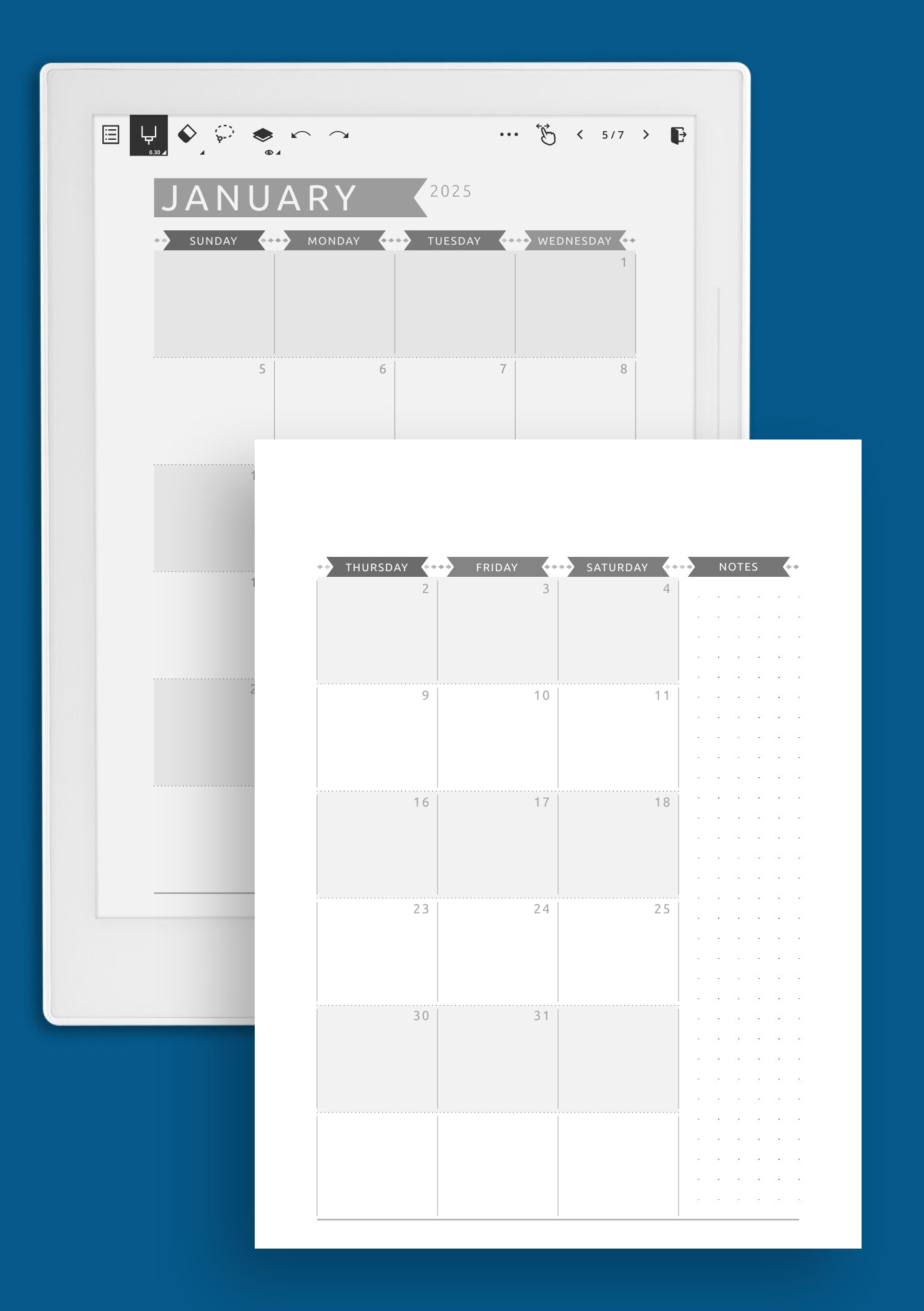 Download Printable Dated Monthly Calendar - Casual Style PDF