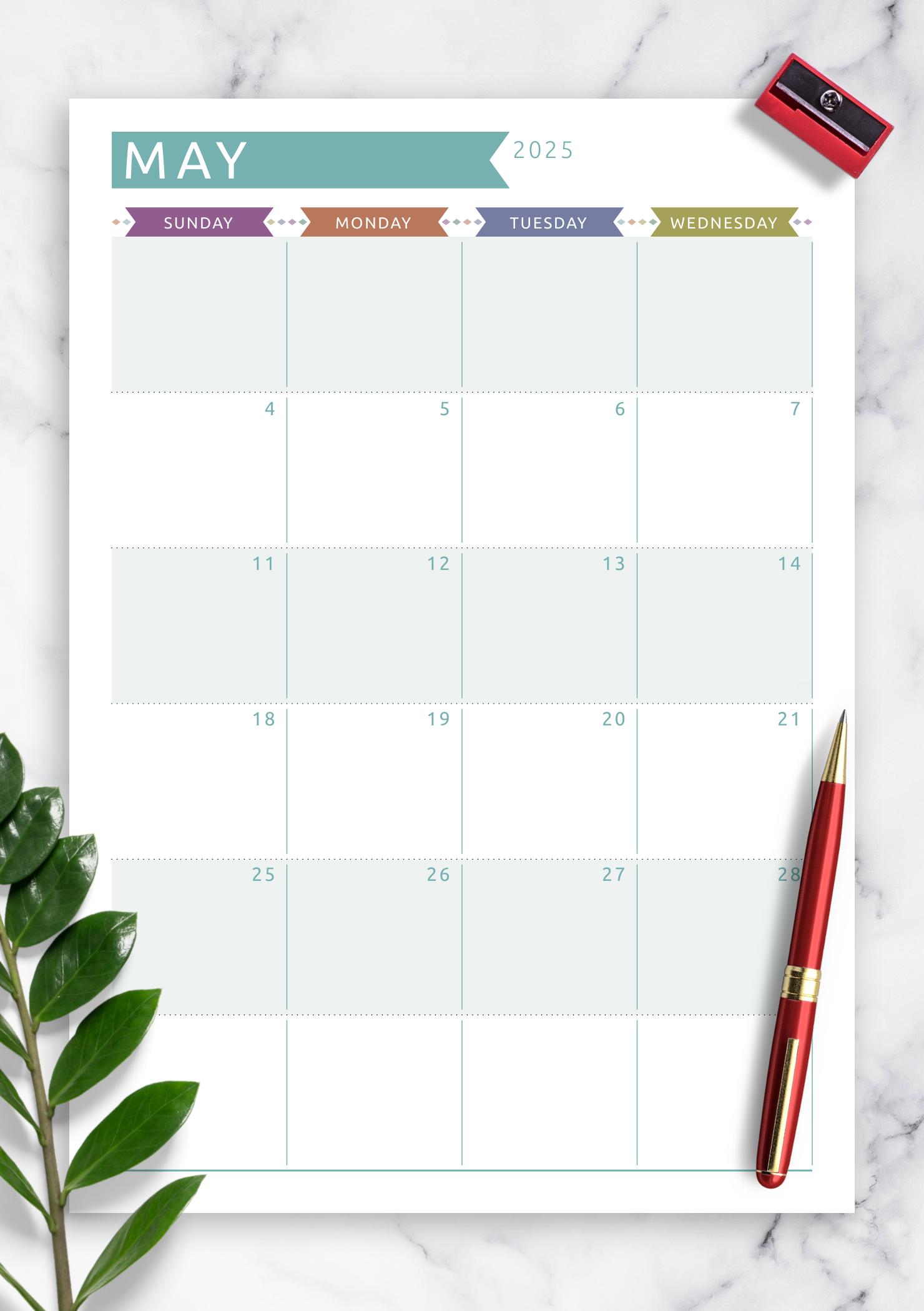 Download Printable Dated Monthly Calendar - Casual Style PDF