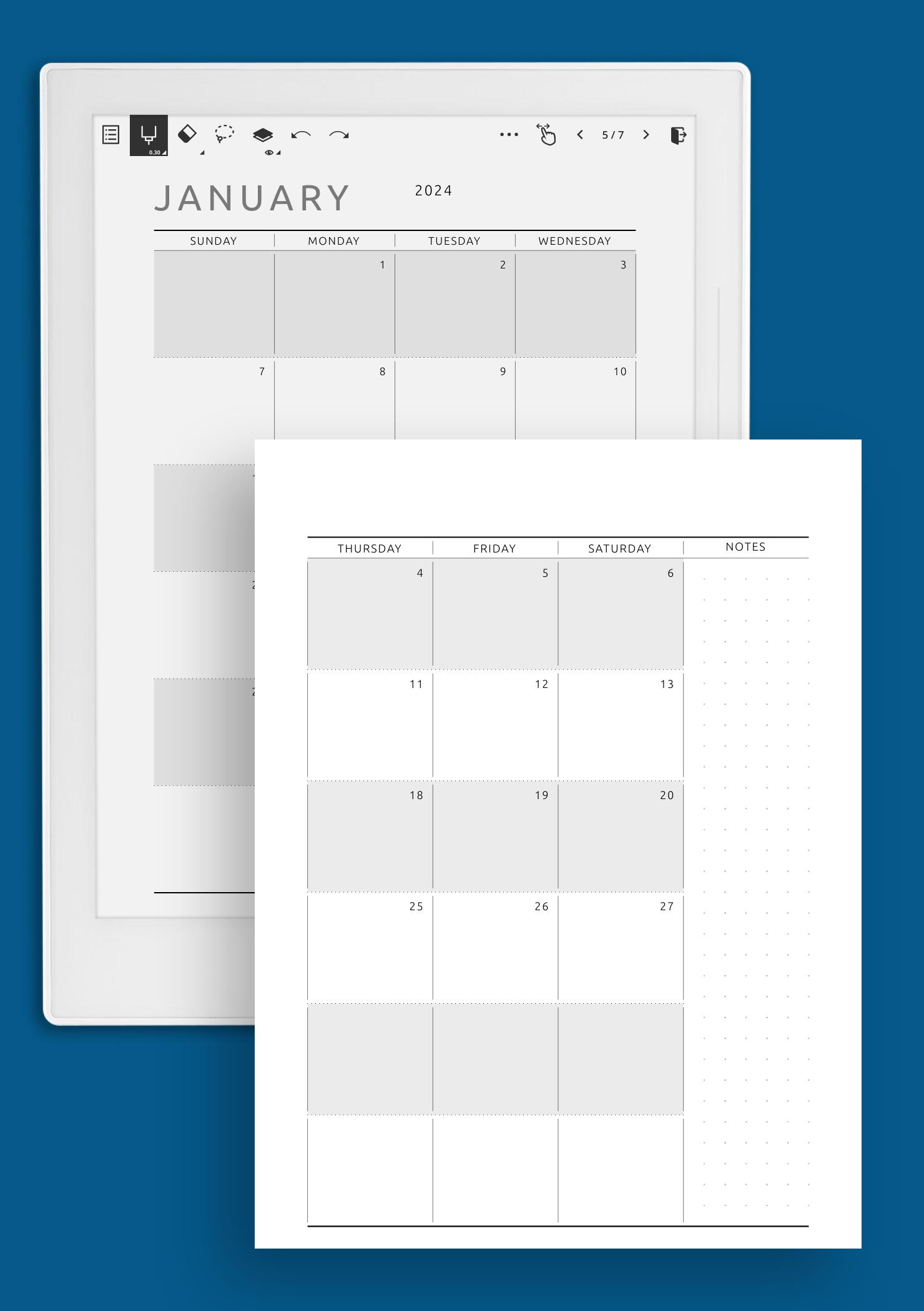 Download Printable Dated Monthly Calendar - Original Style PDF
