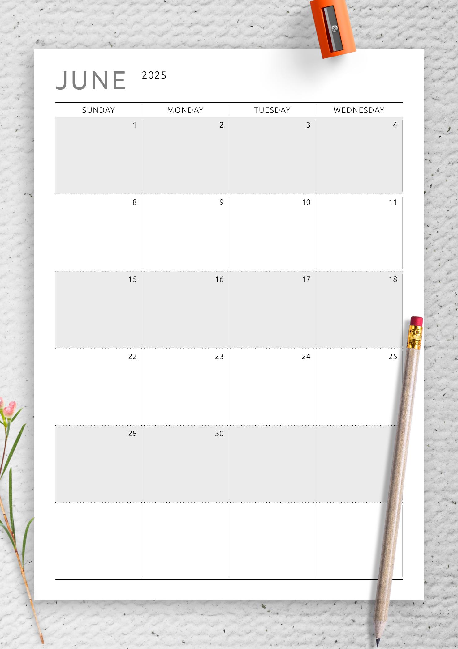 Download Printable Dated Monthly Calendar - Original Style PDF