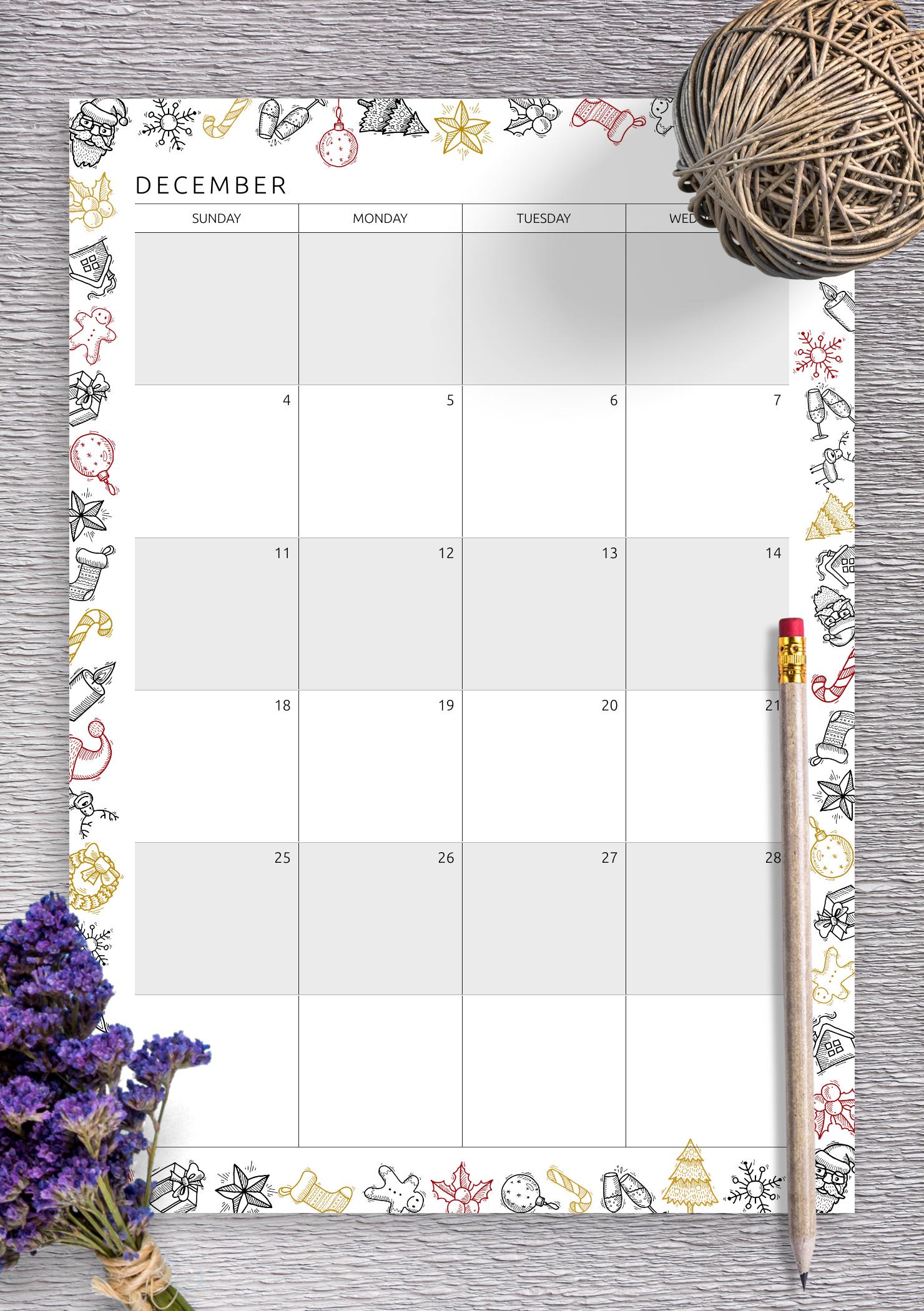 Download Printable Dated Monthly Calendar - Original Style PDF