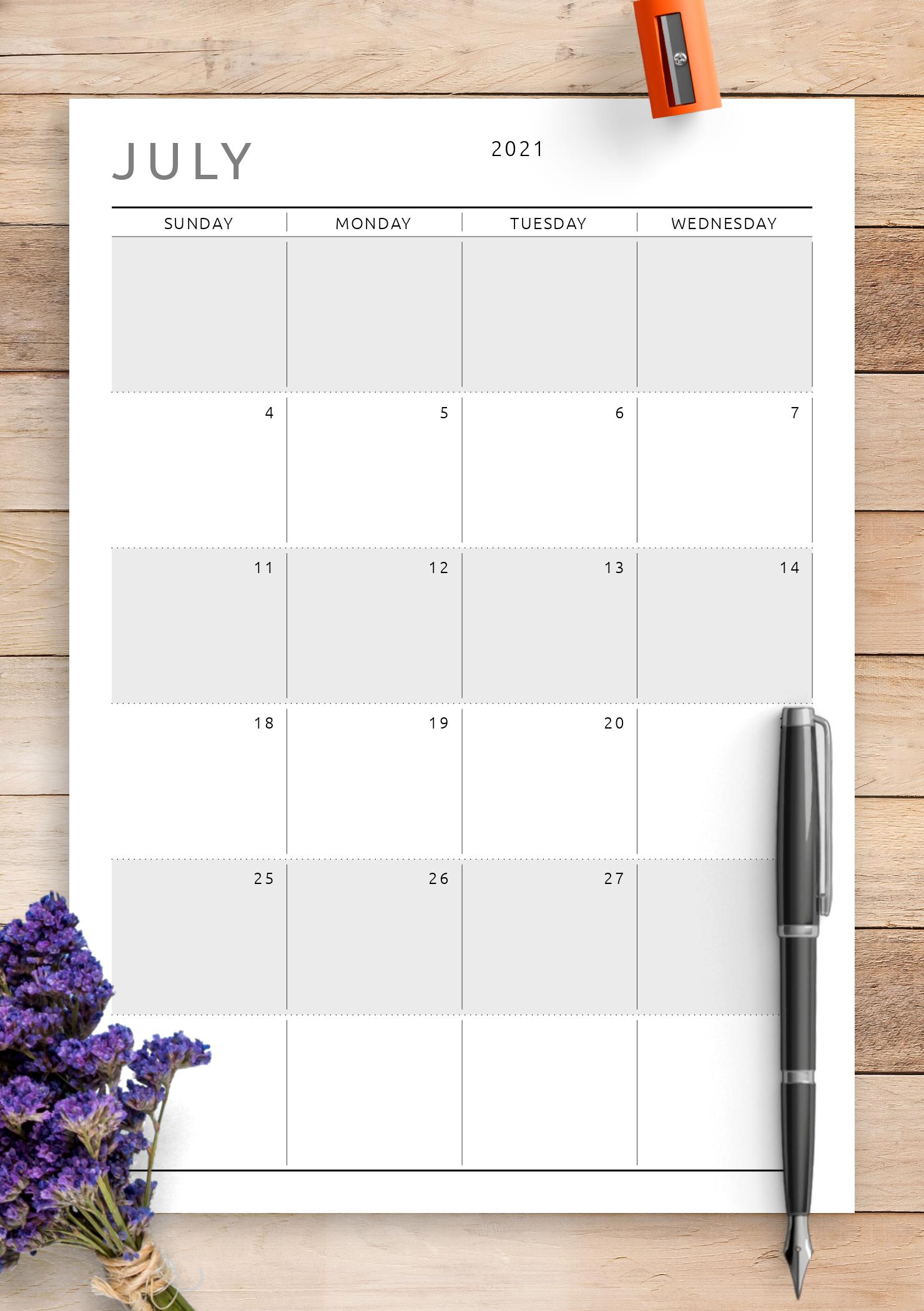 Download Printable Dated Monthly Calendar - Original Style PDF