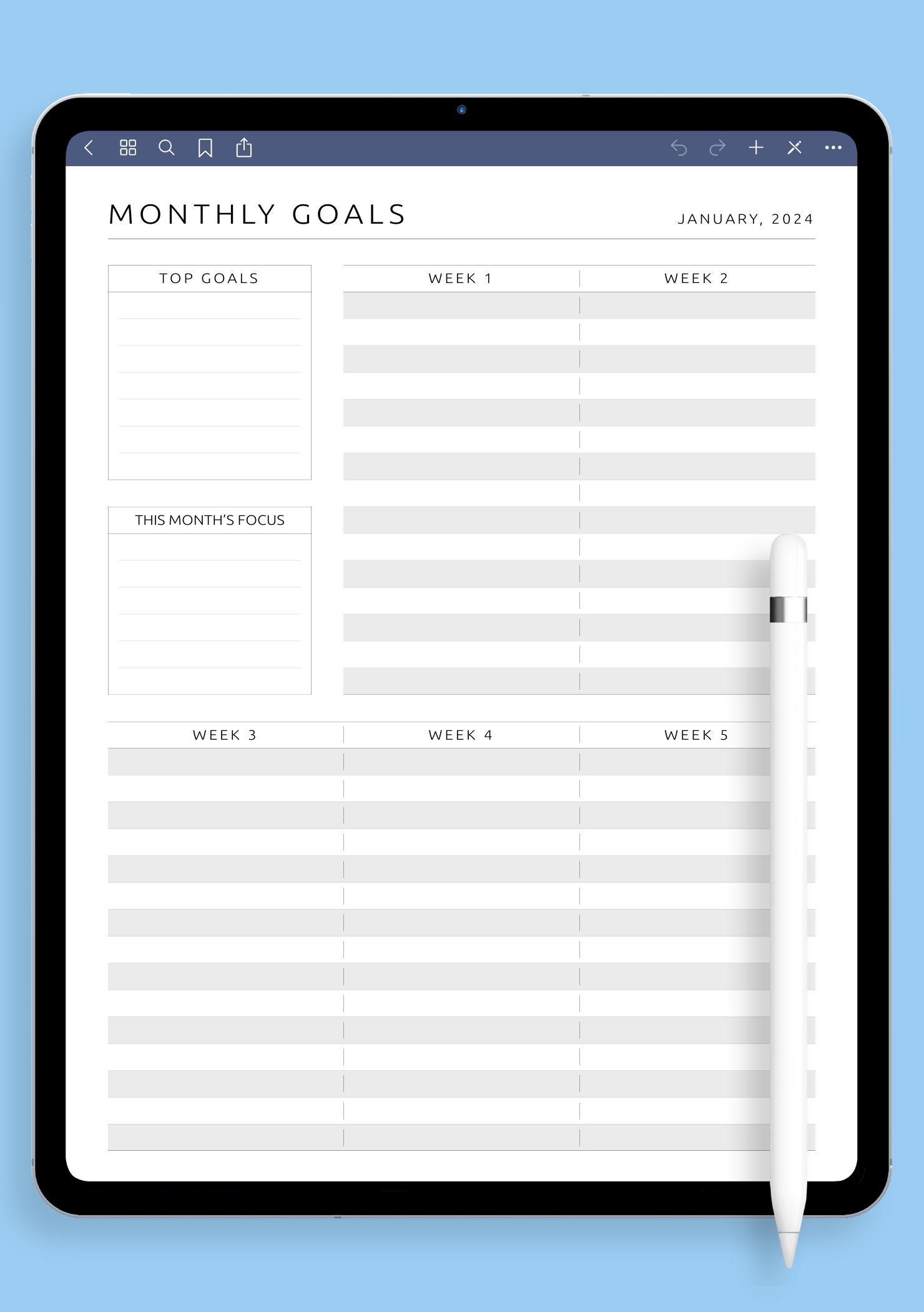 Dated Monthly Goals Plan Template – Stay Focused & On Track