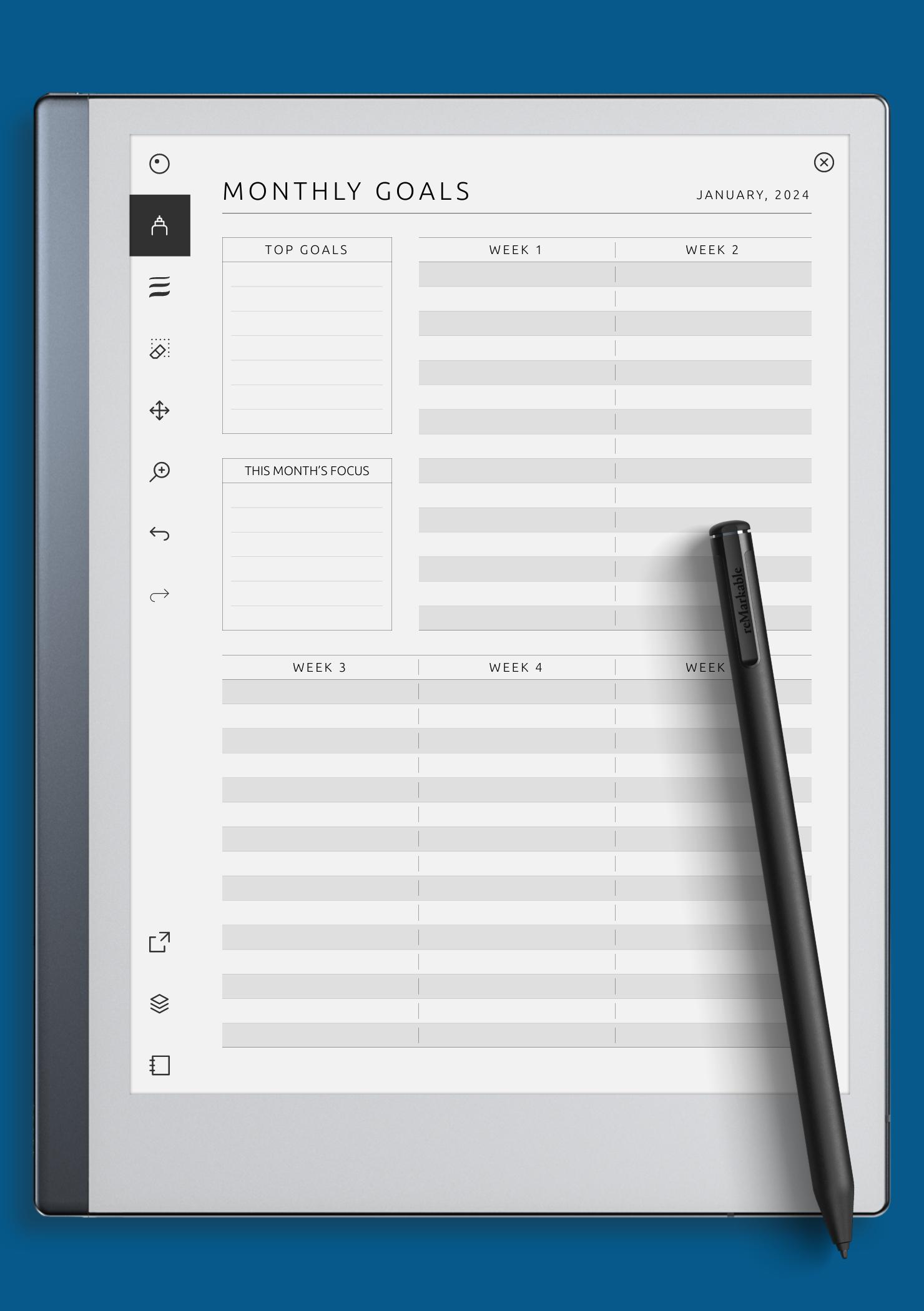 Dated Monthly Goals Plan Template – Stay Focused & On Track