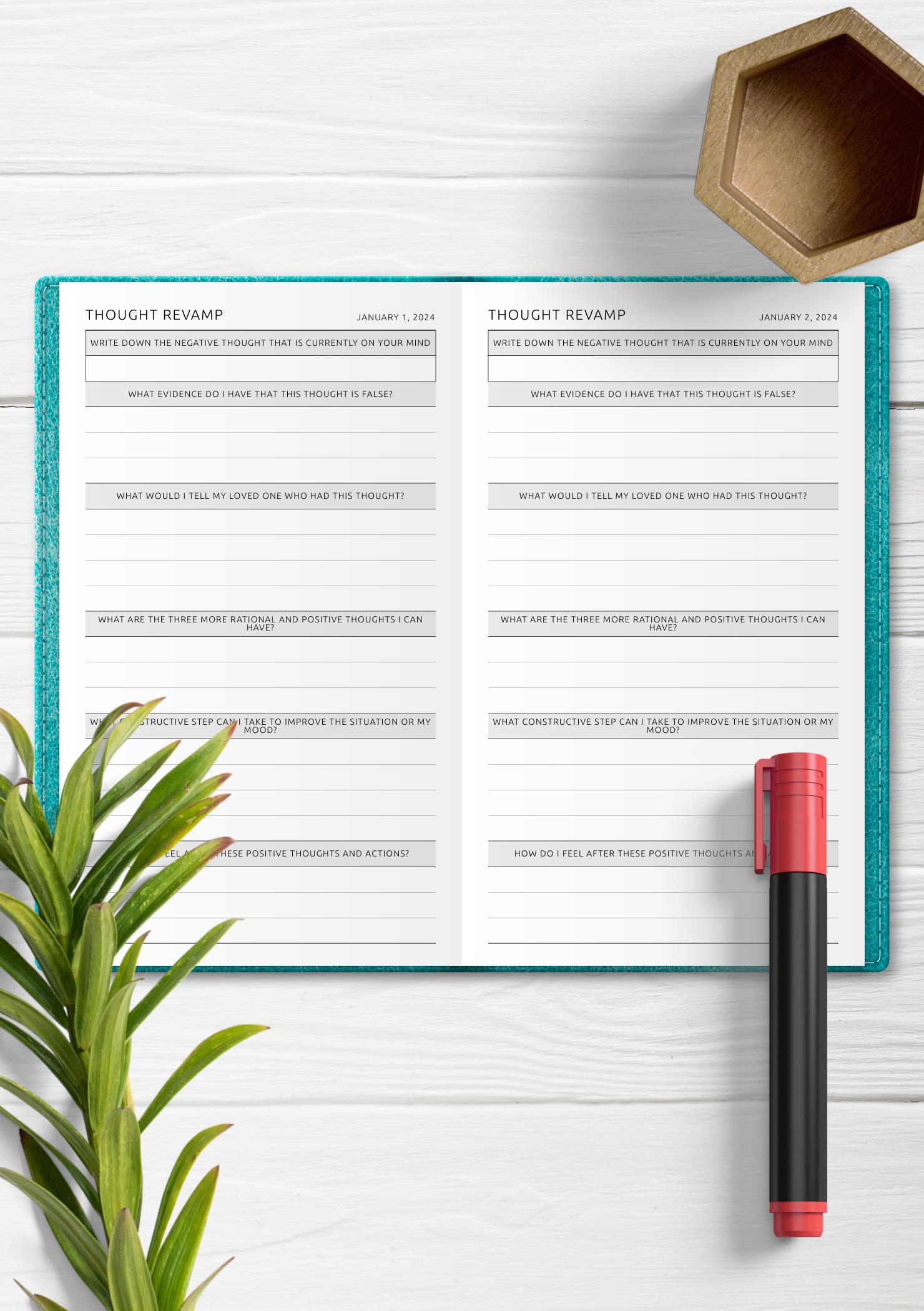 Download Printable ADHD Reflection Journal – Thought Organizer PDF