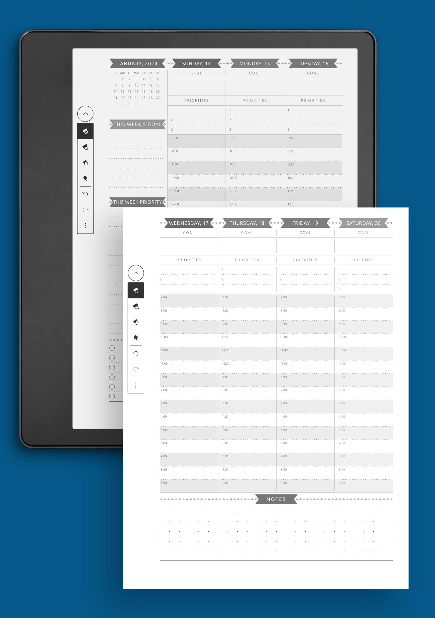 Download Printable Dated Weekly Planner - Casual Style PDF