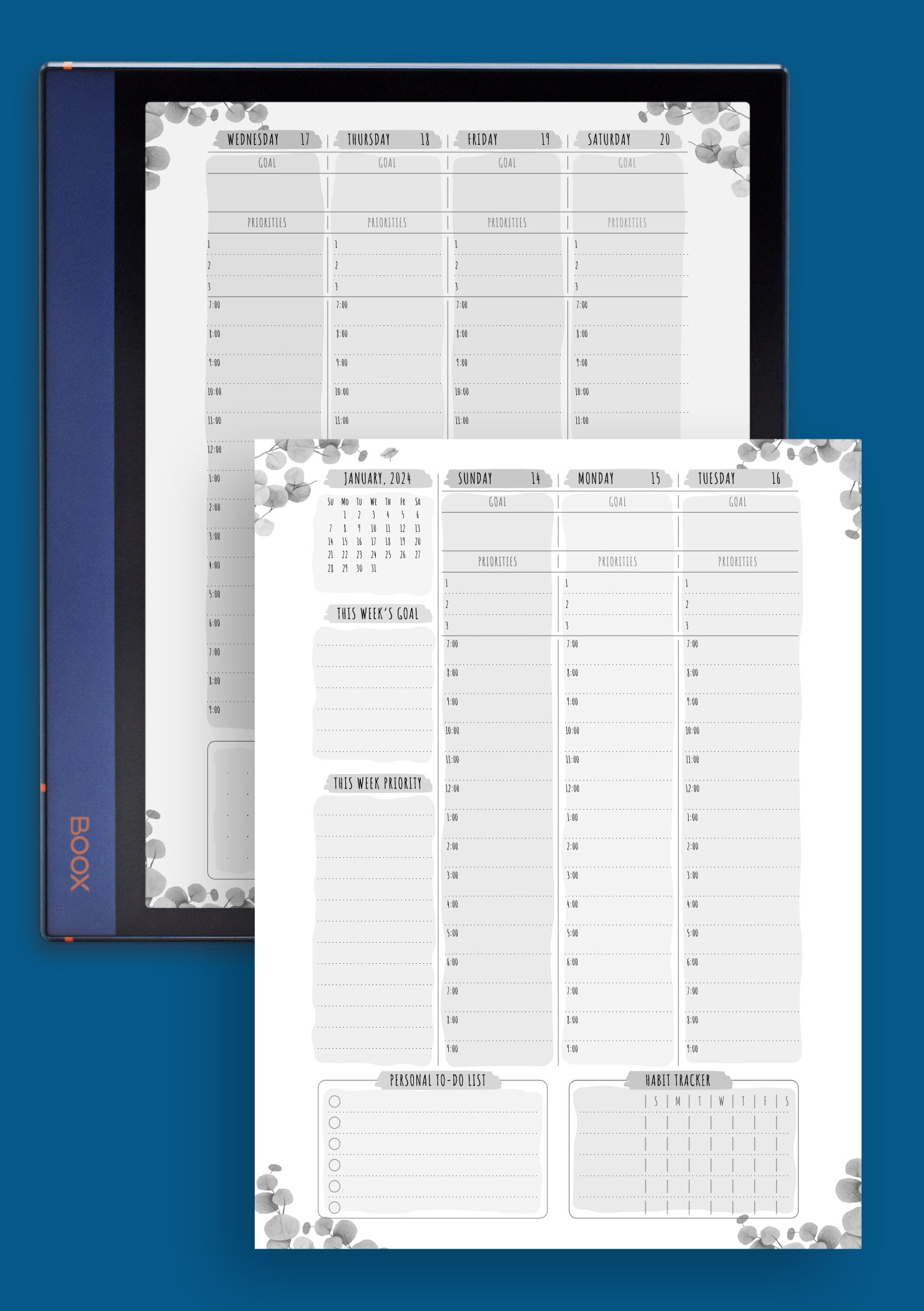 Download Printable Dated Weekly Planner - Floral Style PDF