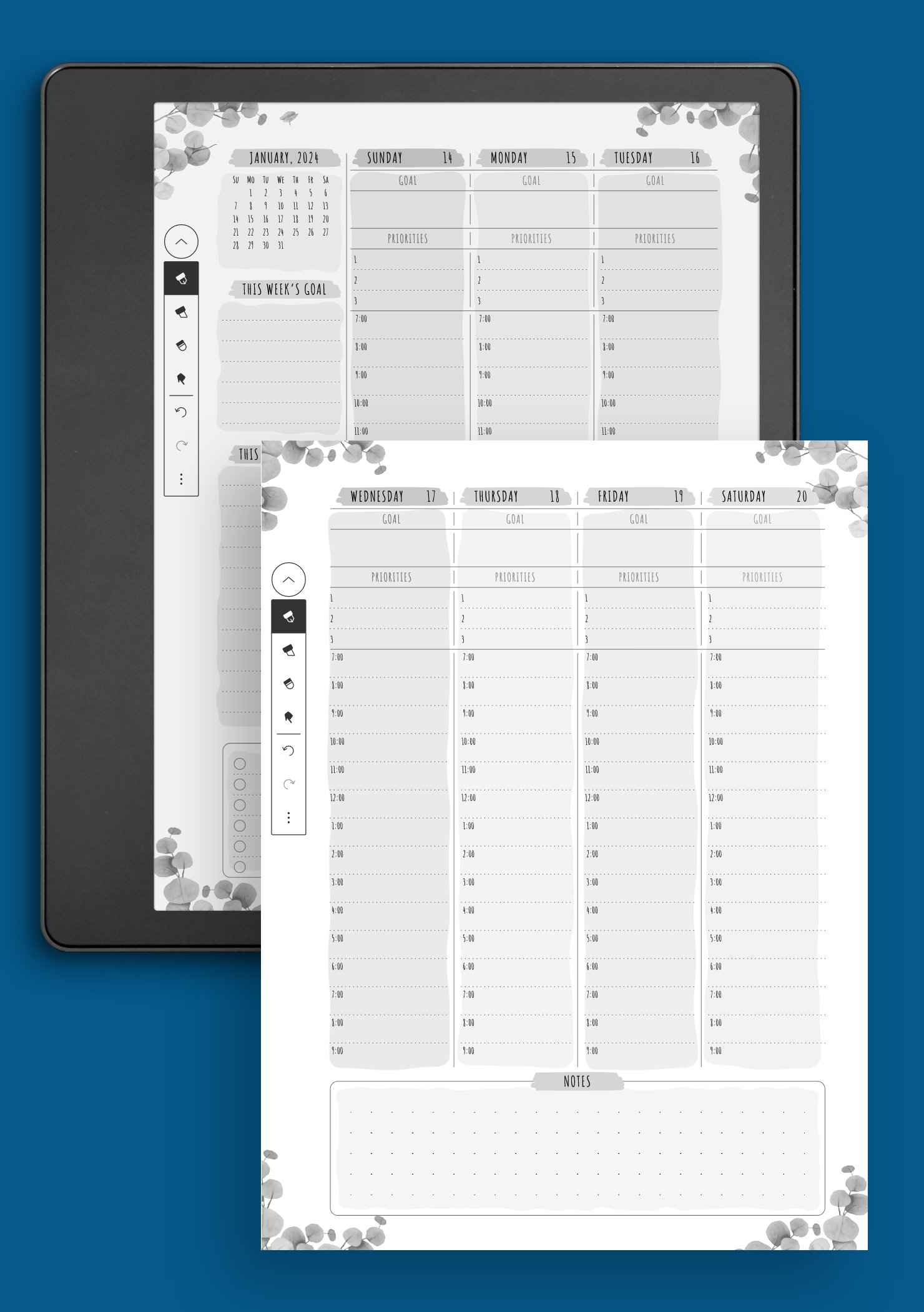 Download Printable Dated Weekly Planner - Floral Style PDF