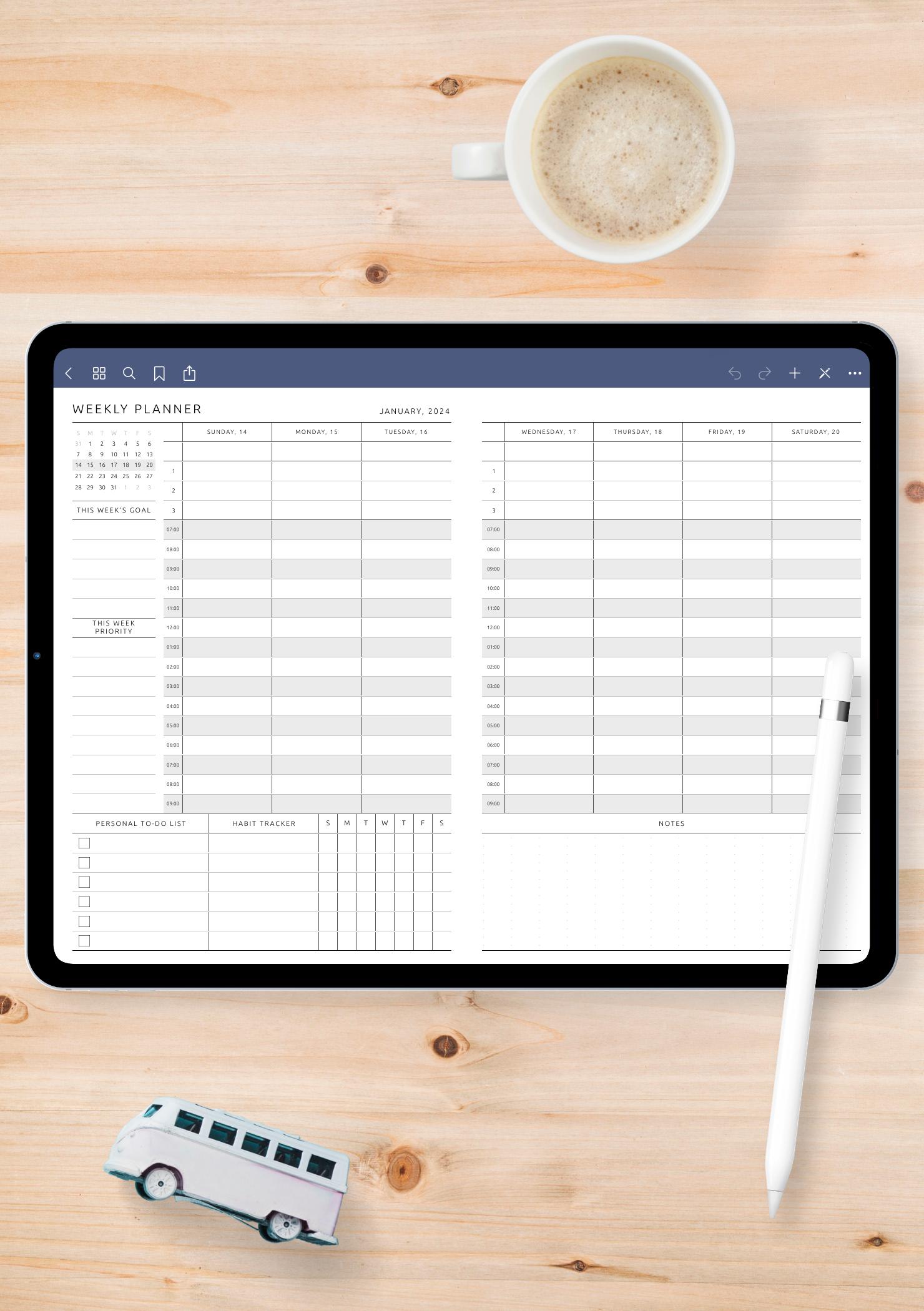 Download Printable Dated Weekly Planner - Original Style PDF