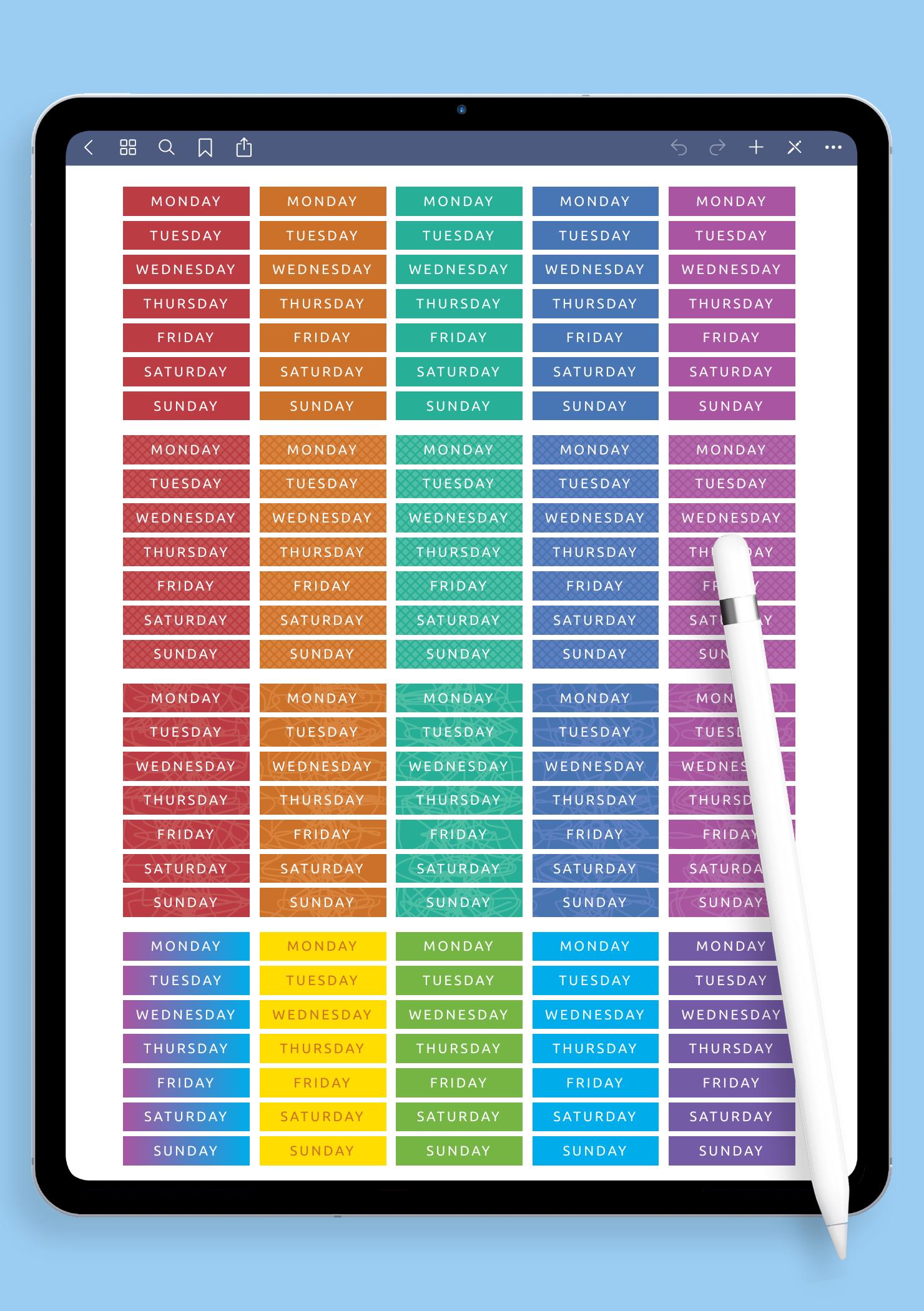 Days Sticker Pack - Download 140 PNG Printable and Digital Stickers