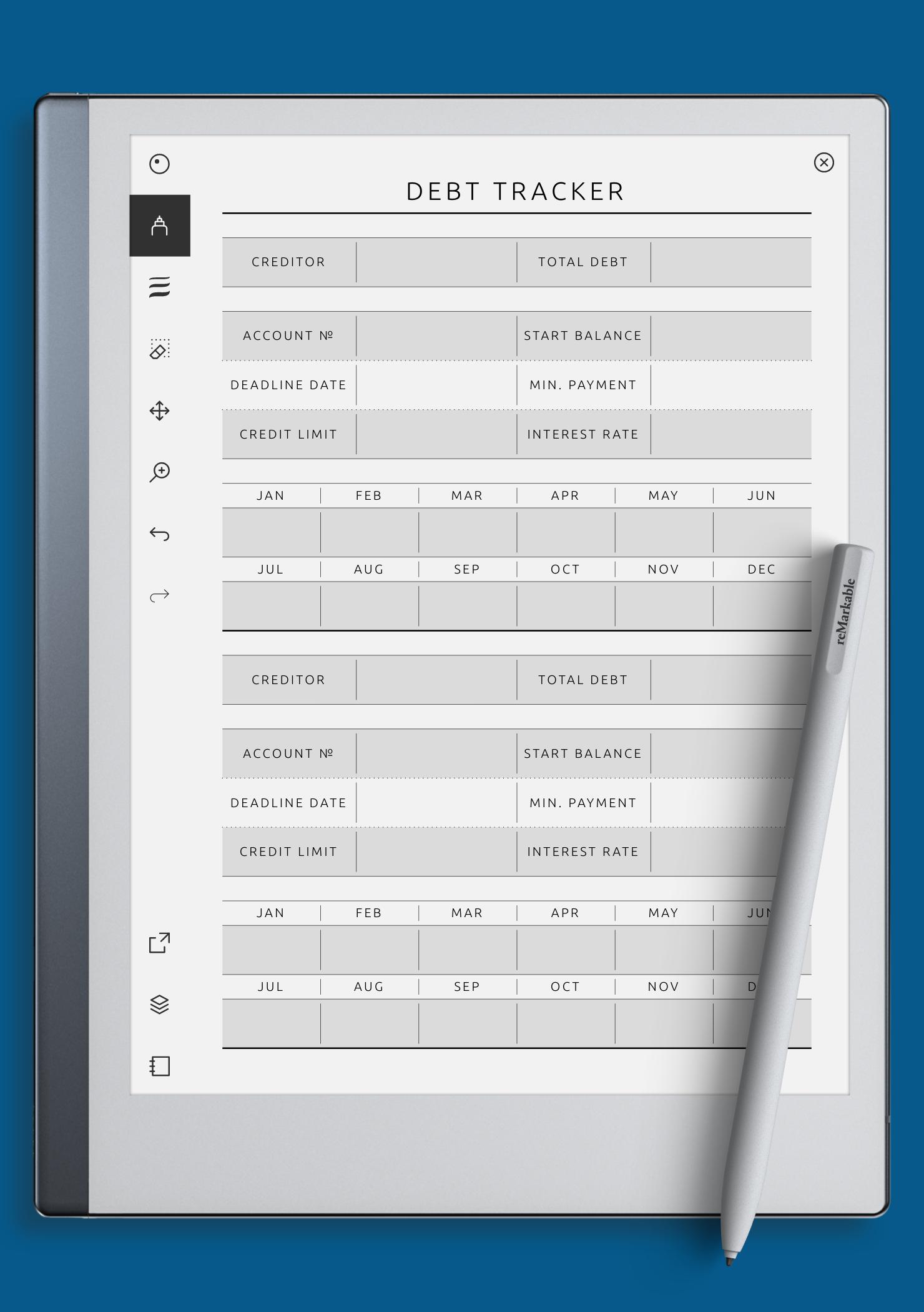 Download Printable Debt Tracker Template PDF