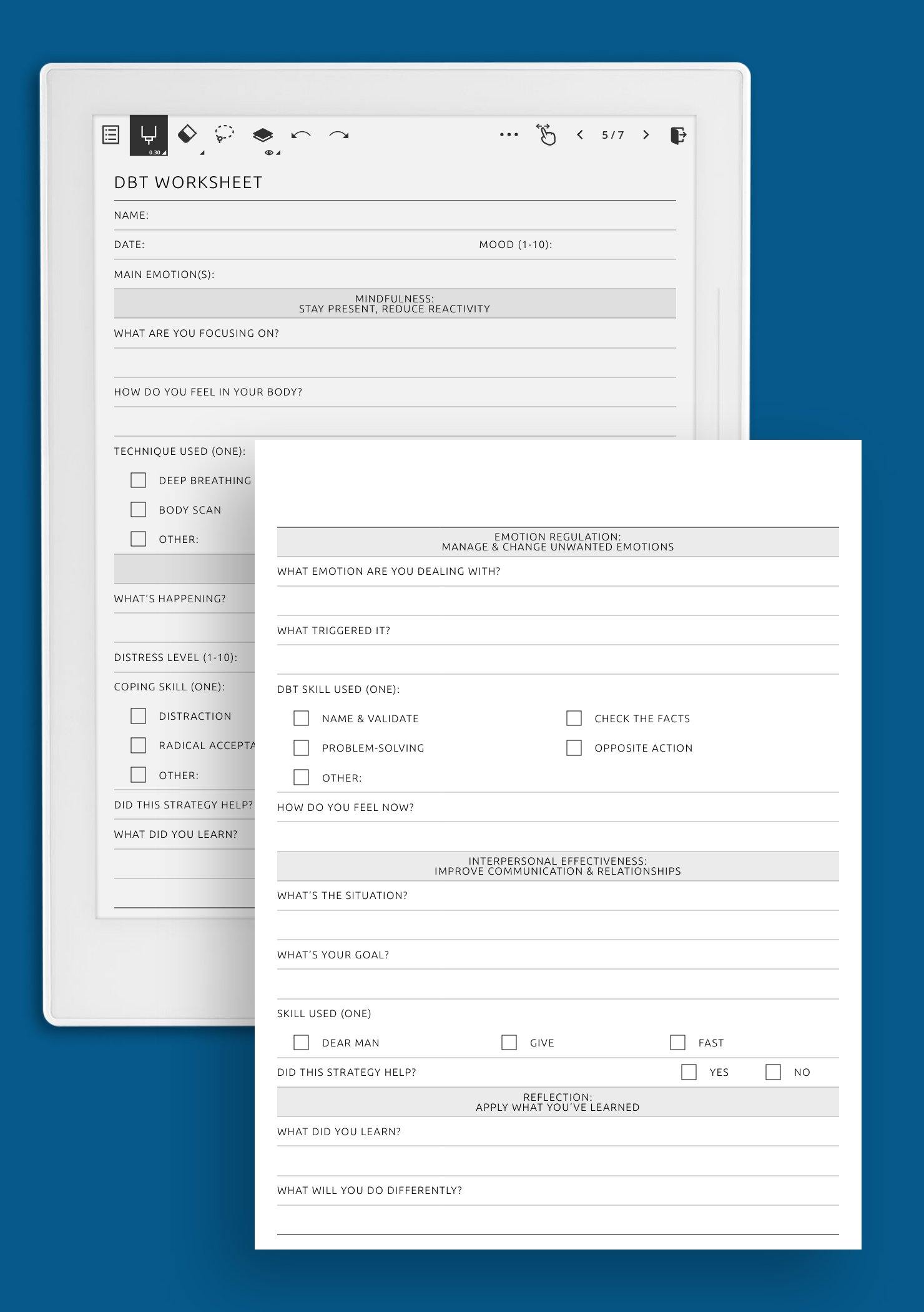 DBT Worksheet – Build Emotional Regulation & Mindfulness Skills