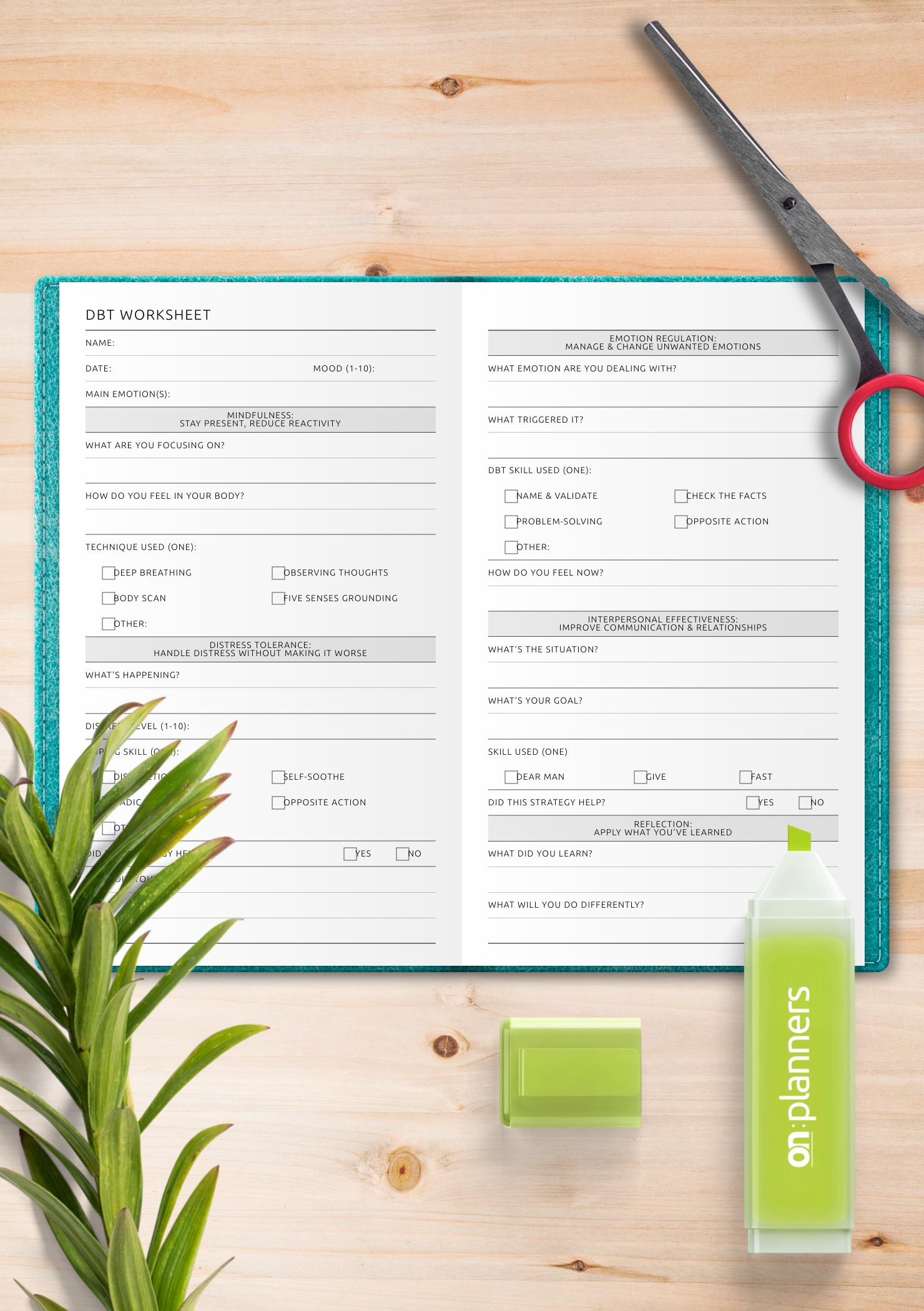 DBT Worksheet – Build Emotional Regulation & Mindfulness Skills