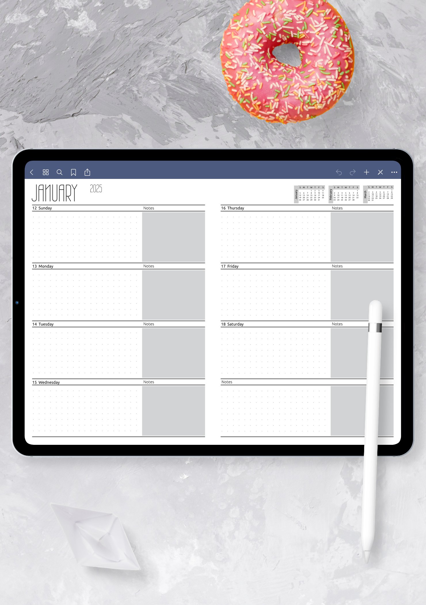 Download Printable Dotted weekly planner PDF
