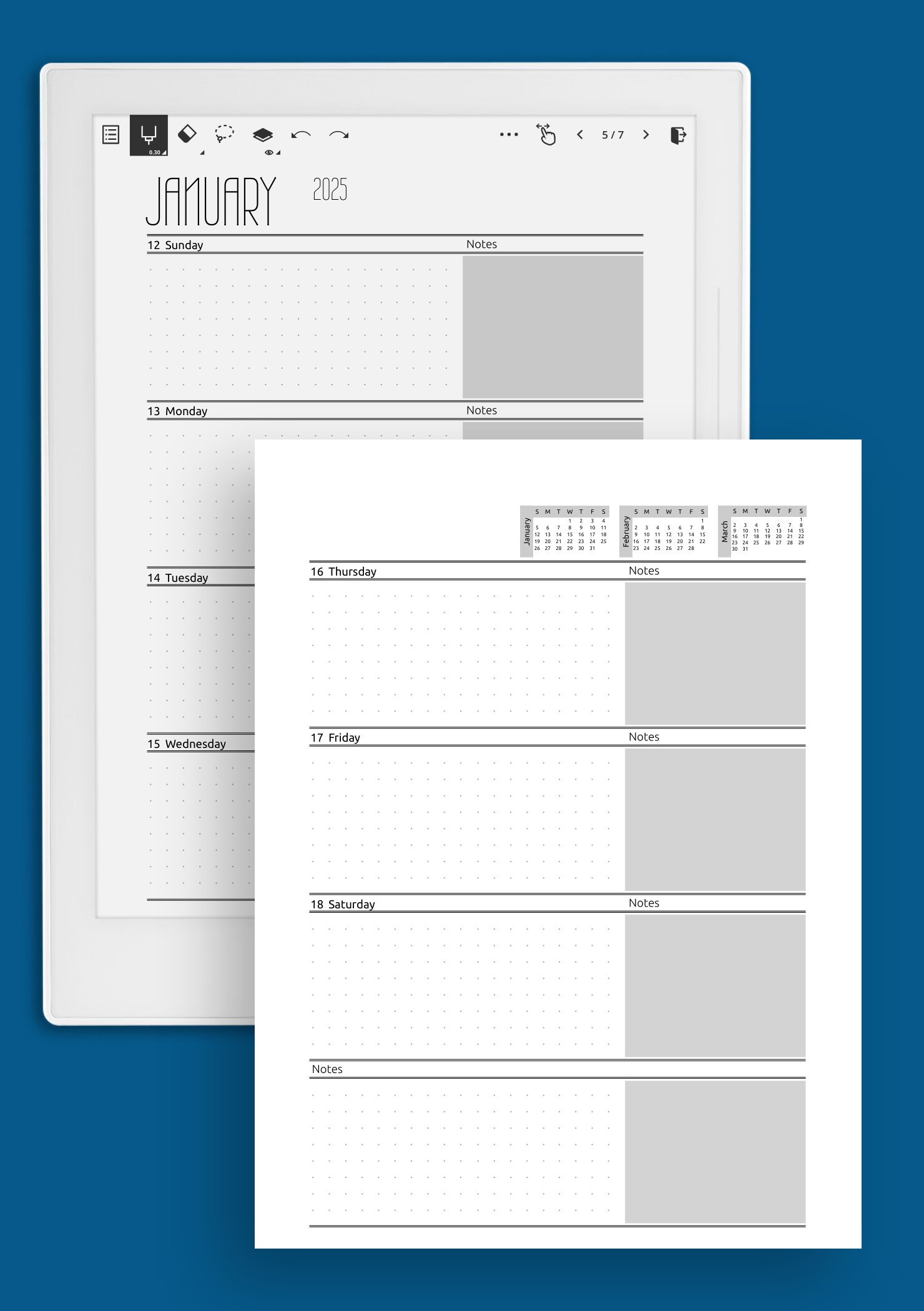 Download Printable Dotted weekly planner PDF