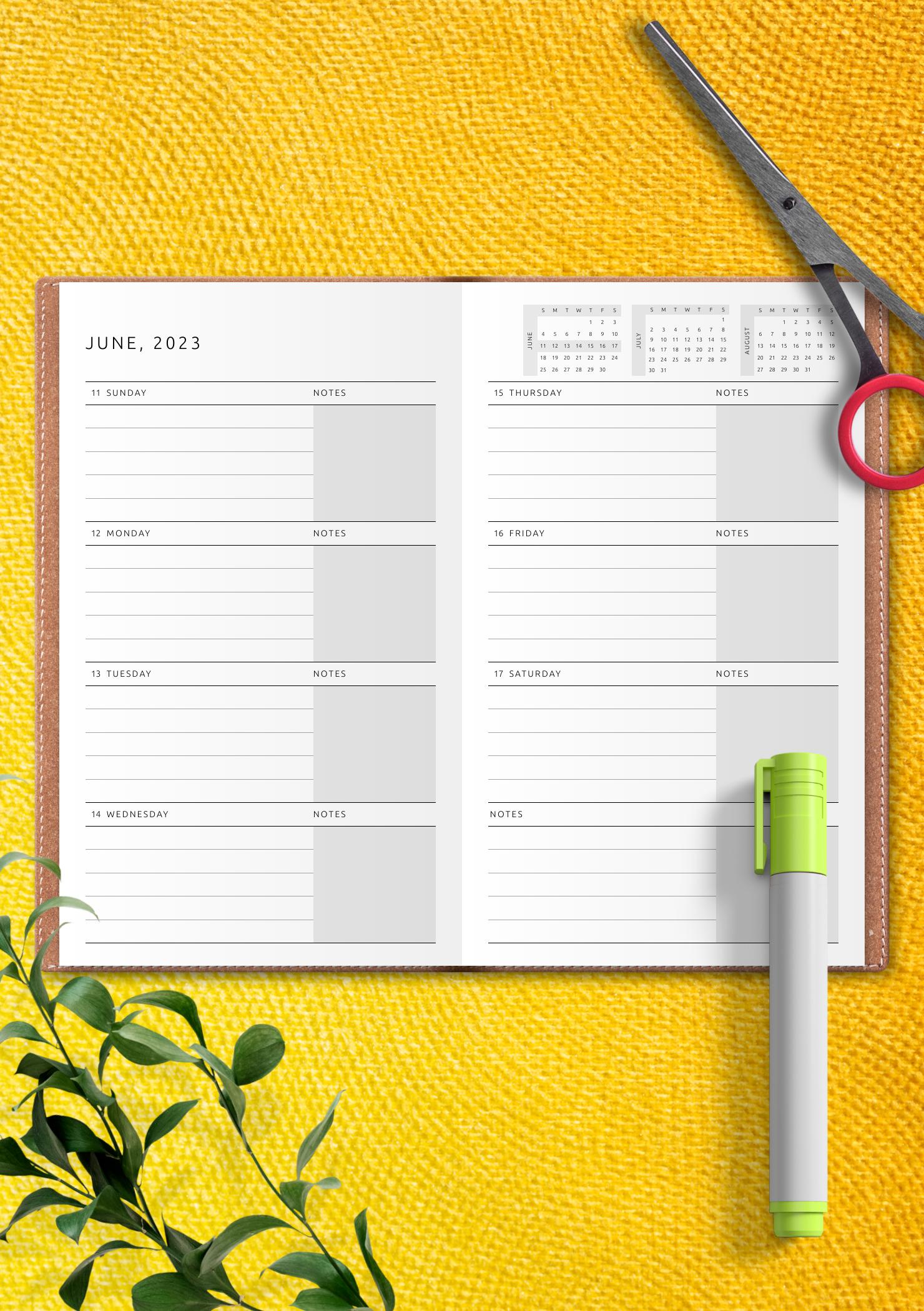 Download Printable Dotted weekly planner PDF