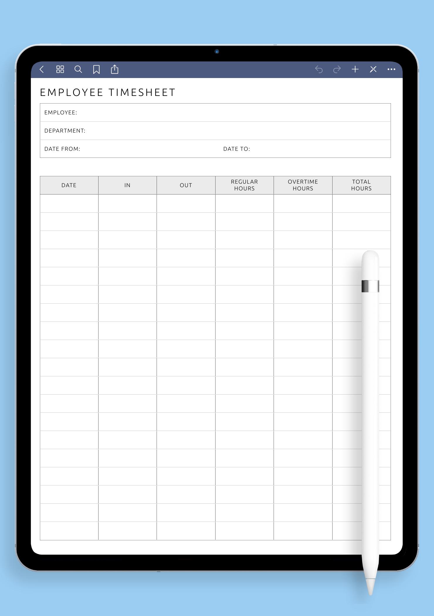 Download Printable Employee Timesheet Template PDF