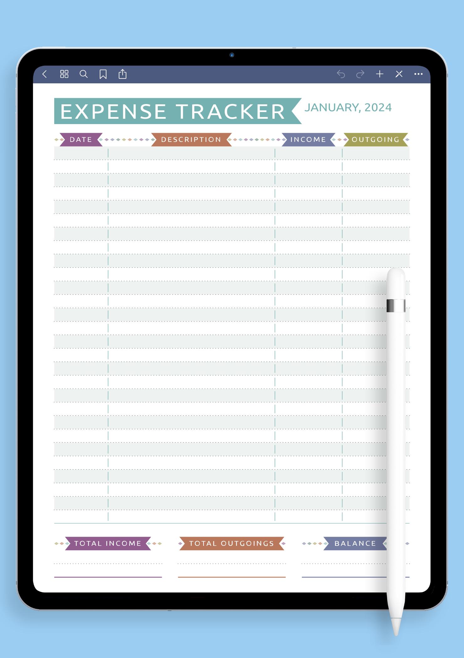 Download Printable Expense Tracker - Casual Style PDF