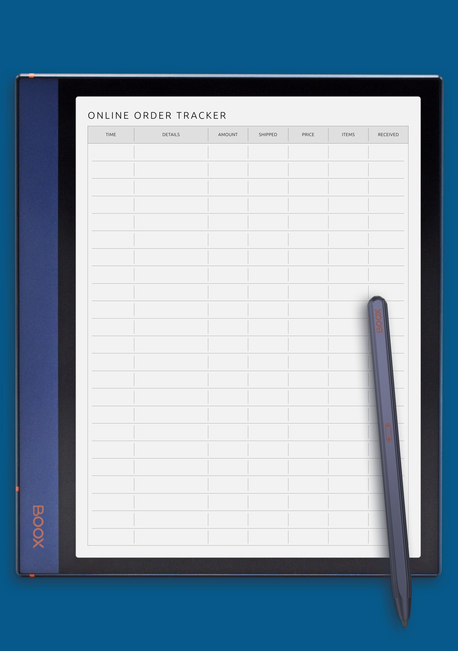 Download Printable Extended Online Order Tracker Template PDF