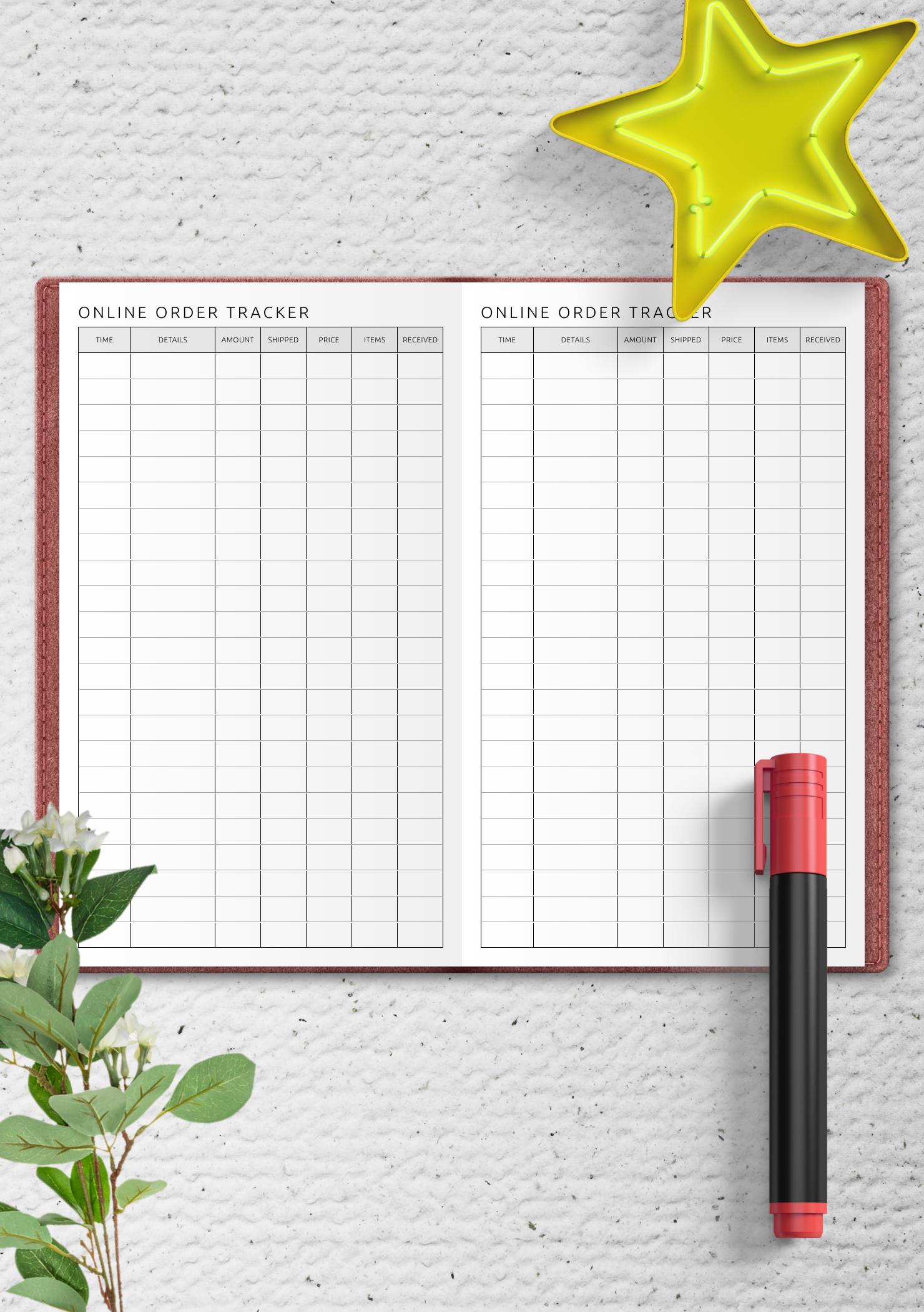 Download Printable Extended Online Order Tracker Template PDF