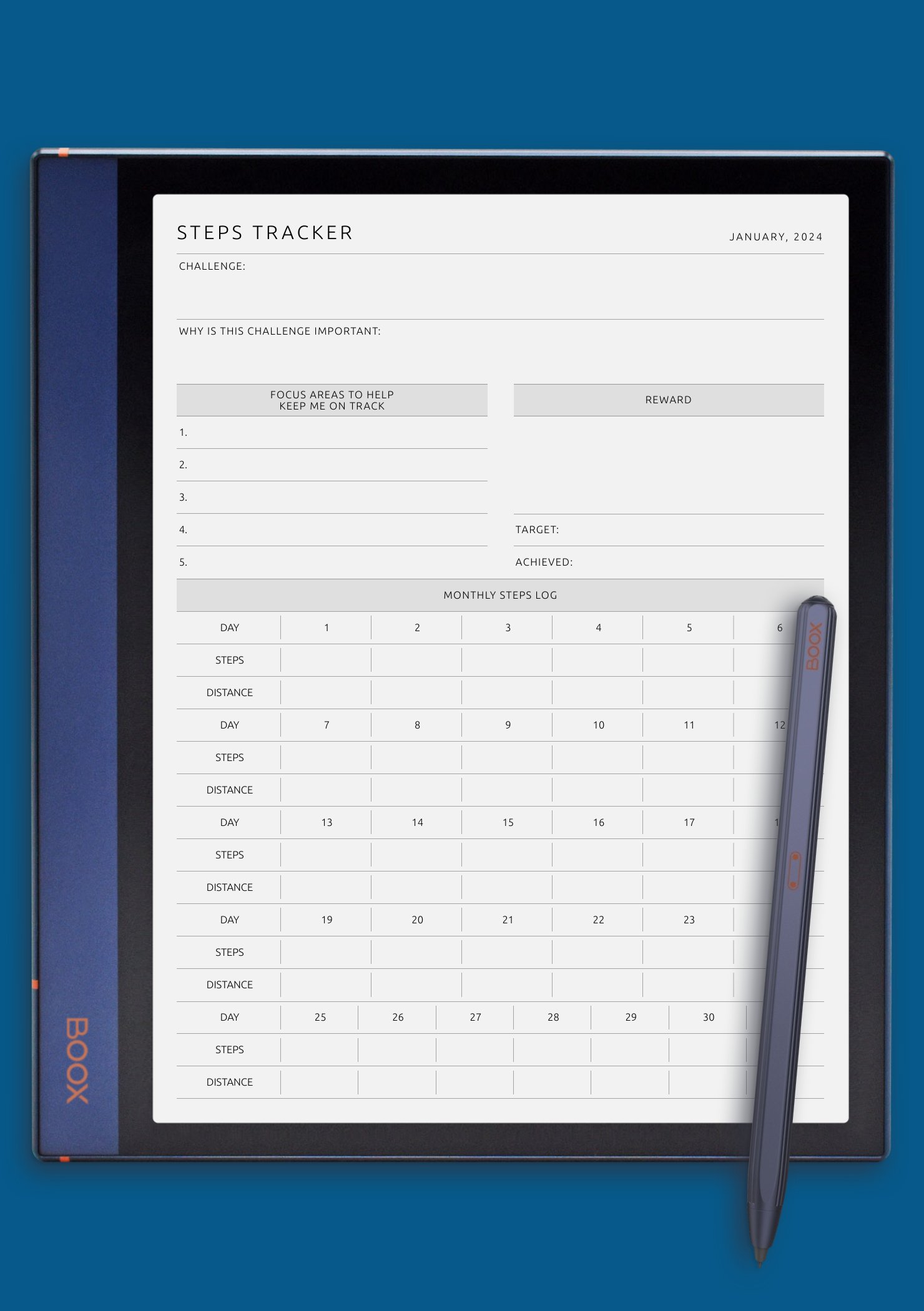 Download Printable Extended Steps Tracker Template PDF